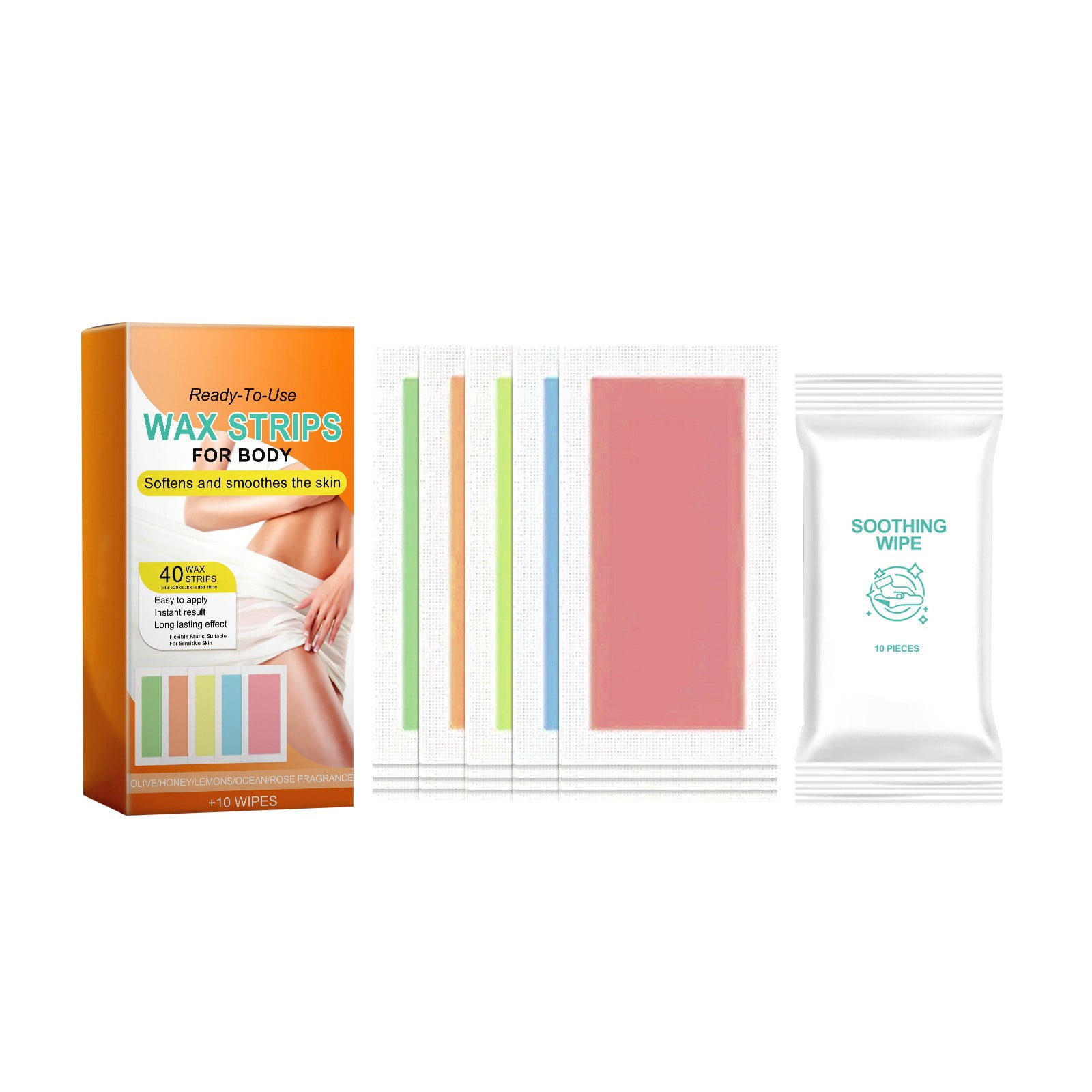 Tkrady Waxing Strips - 40 Strips - Wax strips for Hair Removal - Body ...