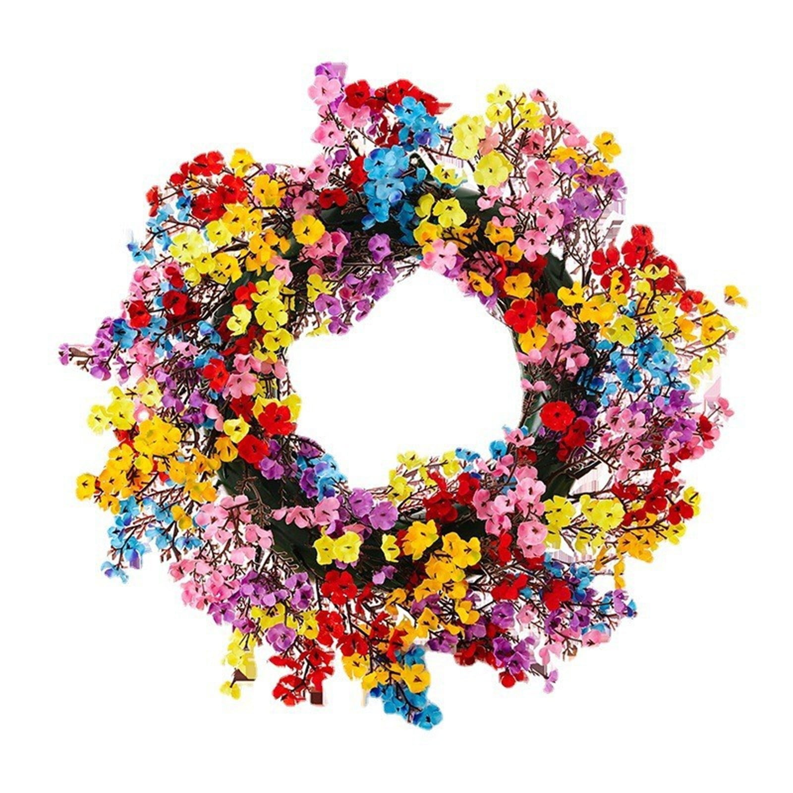 Tkrady Wreath Summer Colorful Flower Ring Spring Flower Ring Door ...