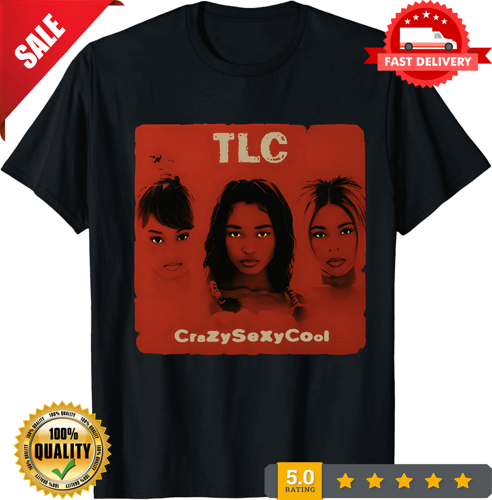 Tlc Crazysexycool Vintage TLC Band T-Shirt Unisex Short Sleeve T-Shirt ...