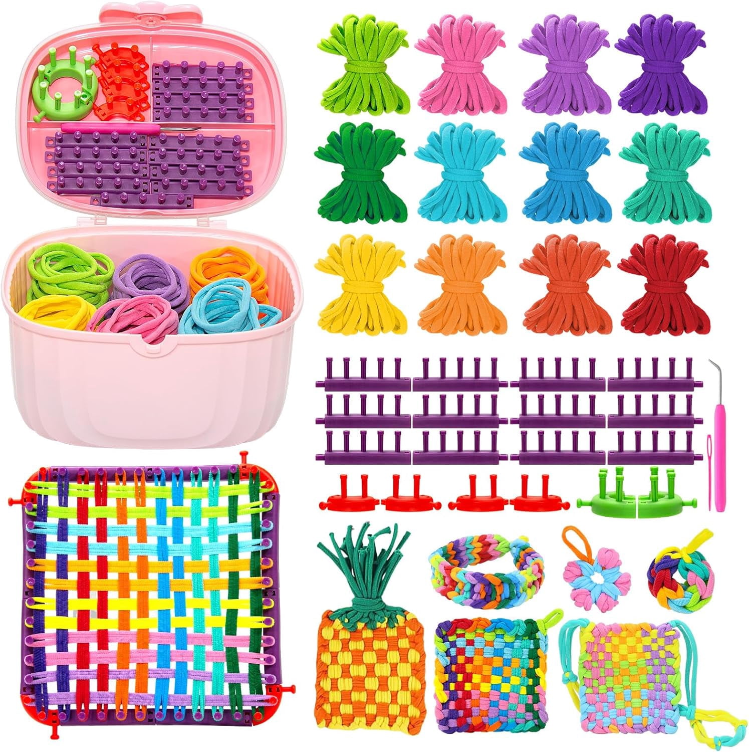 Tldcdte Weaving Loom for Kids and Adults,Potholder Loom Kit with 240 ...