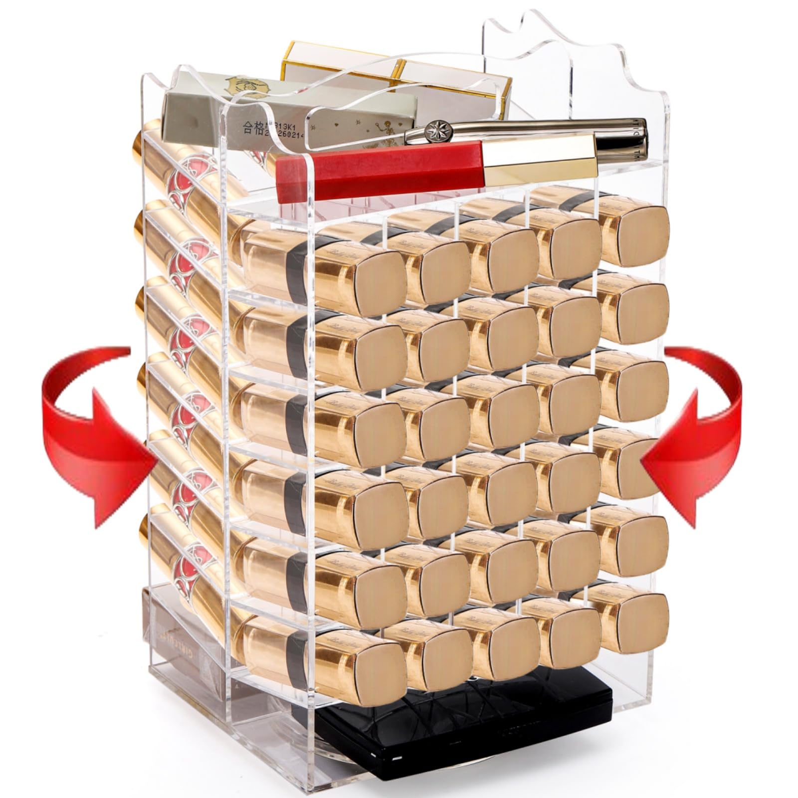Tlence 64 Slots Rotating TSF6 Lipstick Organizer, Acrylic Spinning ...