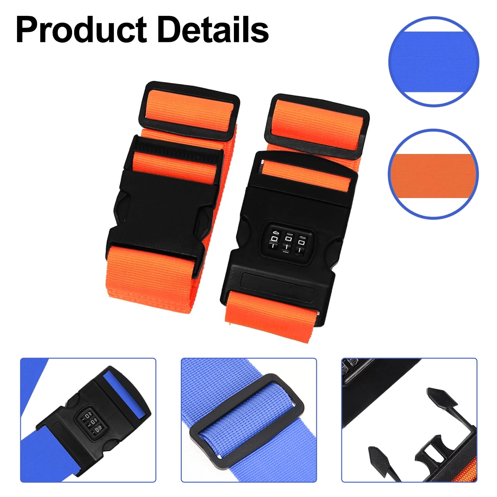 Tletseagh 4 Pack of Luggage Straps , Heavy Duty Lockable Luggage Strap ...