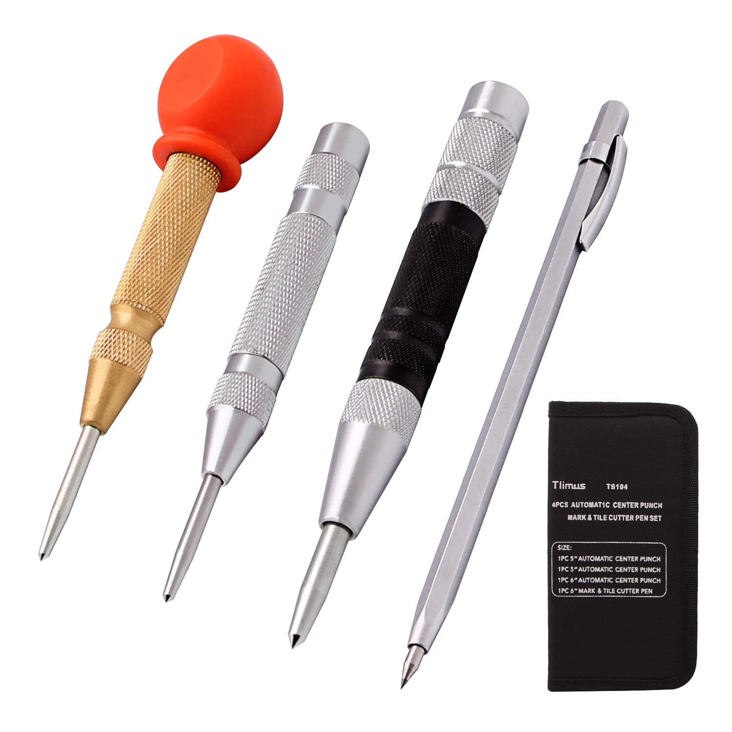 Tlimus 4 Pack 5 Inch and 6 Inch Automatic Center Punch Set, Adjustable ...