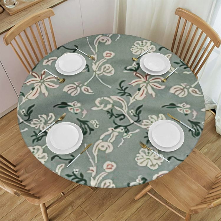 Tllo0ord Spring Round Fitted Tablecloth, Flowers Print XXLarge Elastic ...