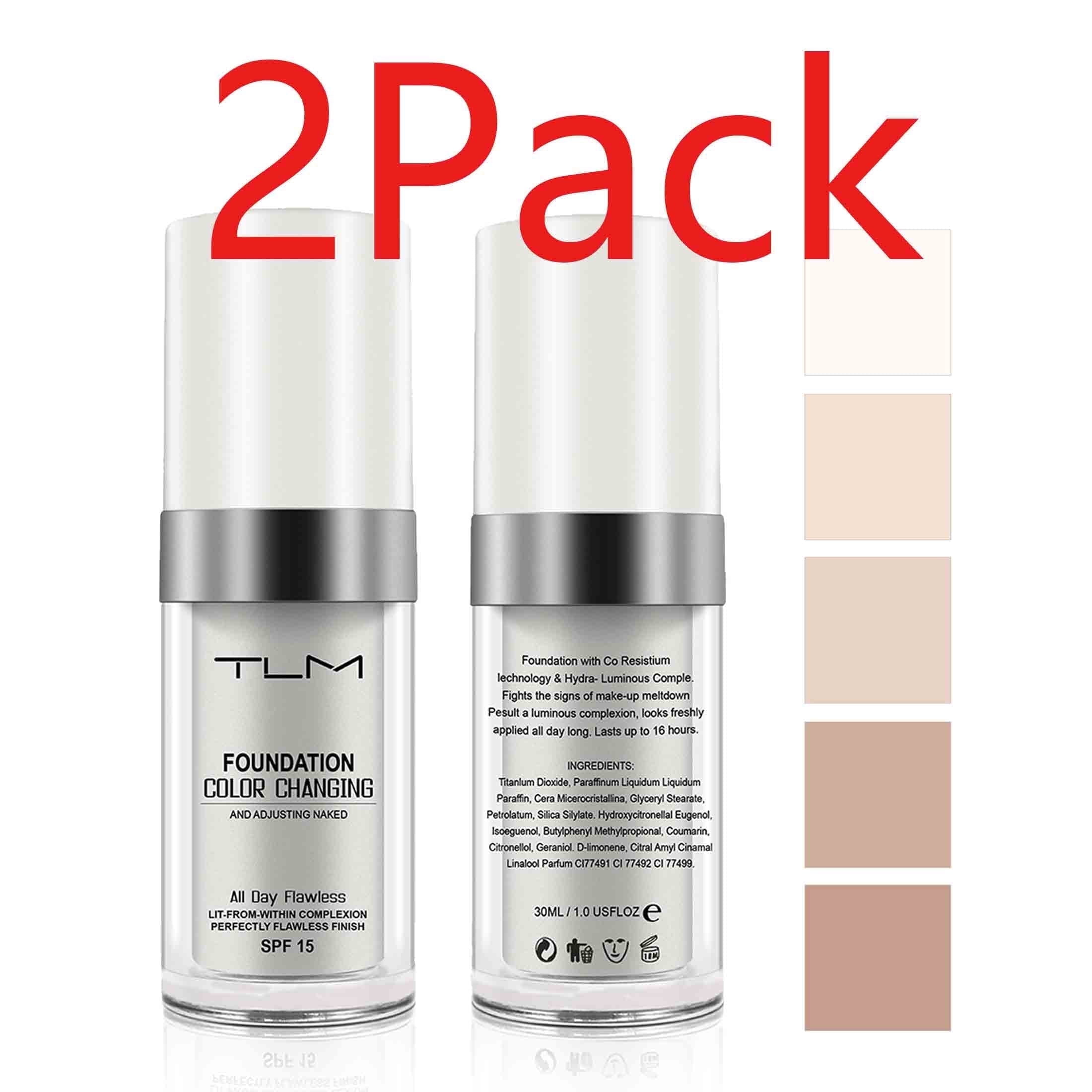 2 Pack Color Changing Foundation Liquid Base, Flawless Concealer Cover ...