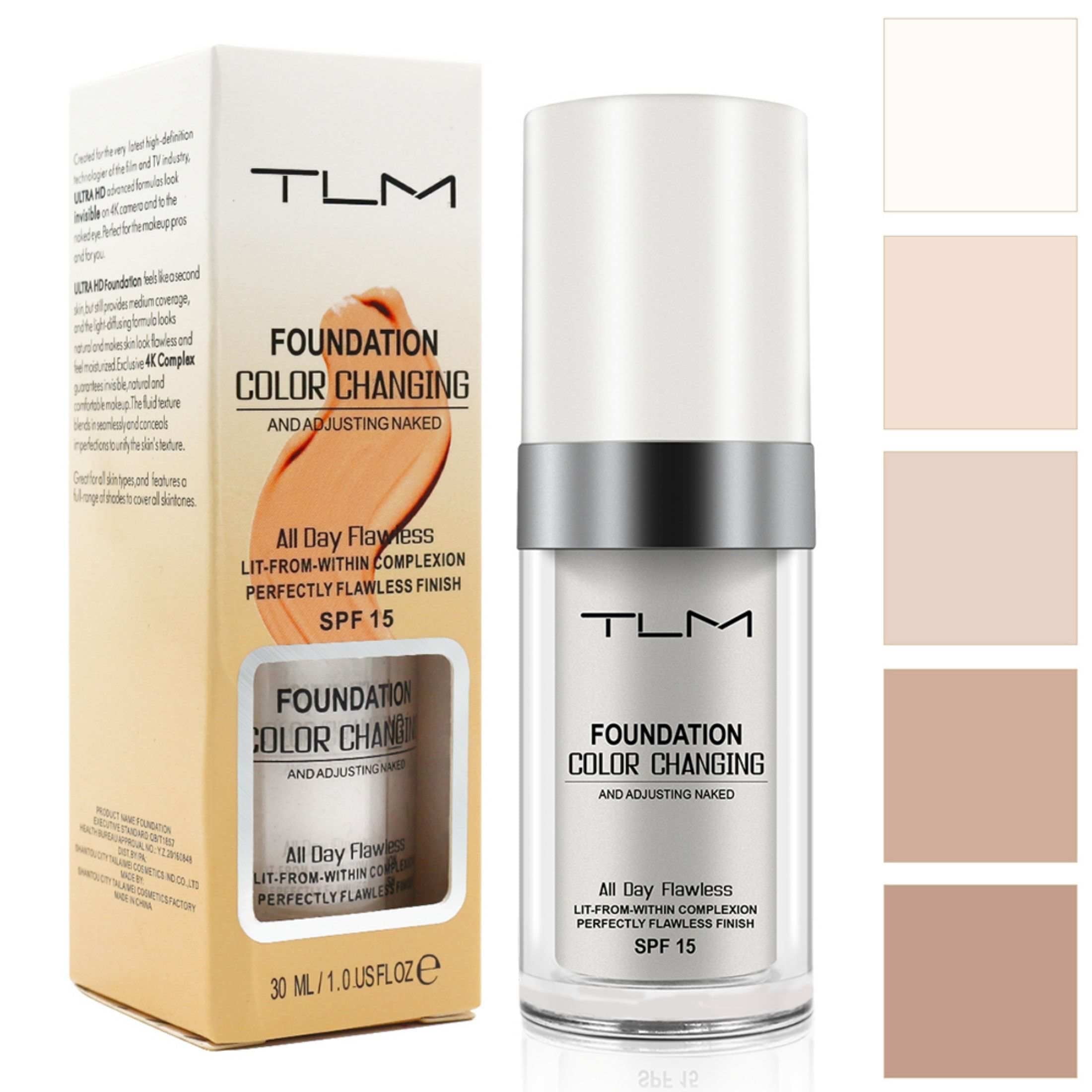 ALIVER Color Changing Foundation Liquid Base, Concealer Cover Cream ...