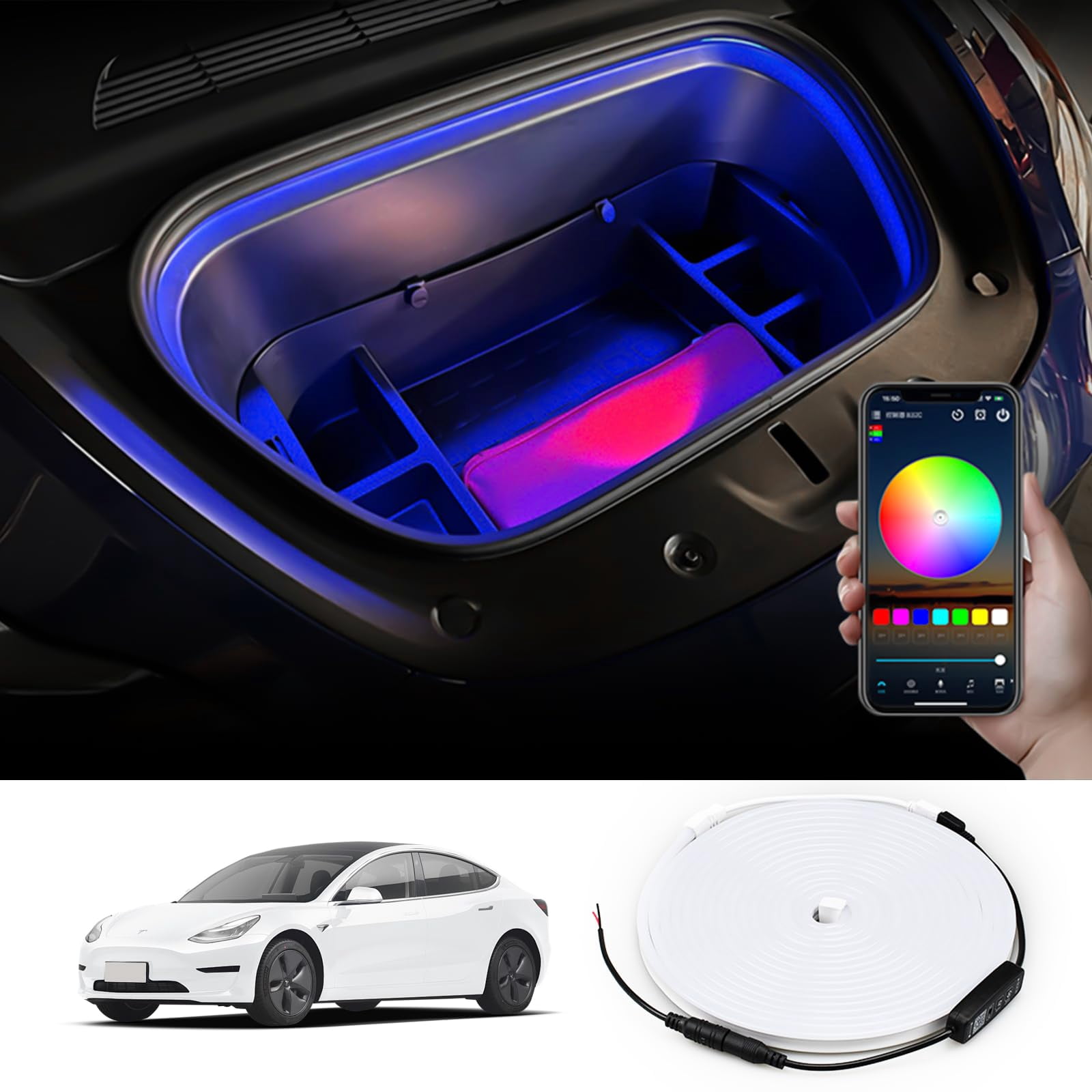 Tlyard for Tesla Interior STF9 Neon Lights for Model 3 Y X S Trunk ...