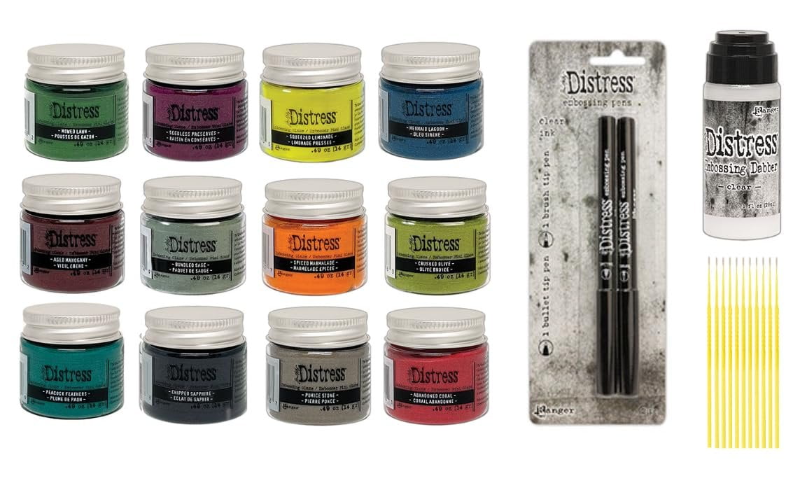 Tim Holtz Ranger Embossing Glaze Bundles - Fashion Colors Embossing Glaze Jars with Trebbies ...