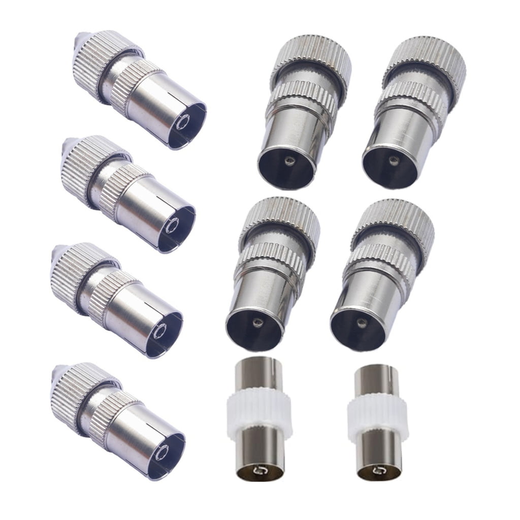Tmboryuu 10xFemale Male TV Antenna Connection Head Connectors RF Coaxial TV Aerials Couplers ...