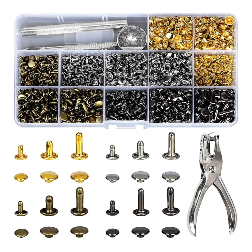 Tmboryuu 480 Sets 4 Colors Leather Rivets, Double Caps Brass Rivets ...