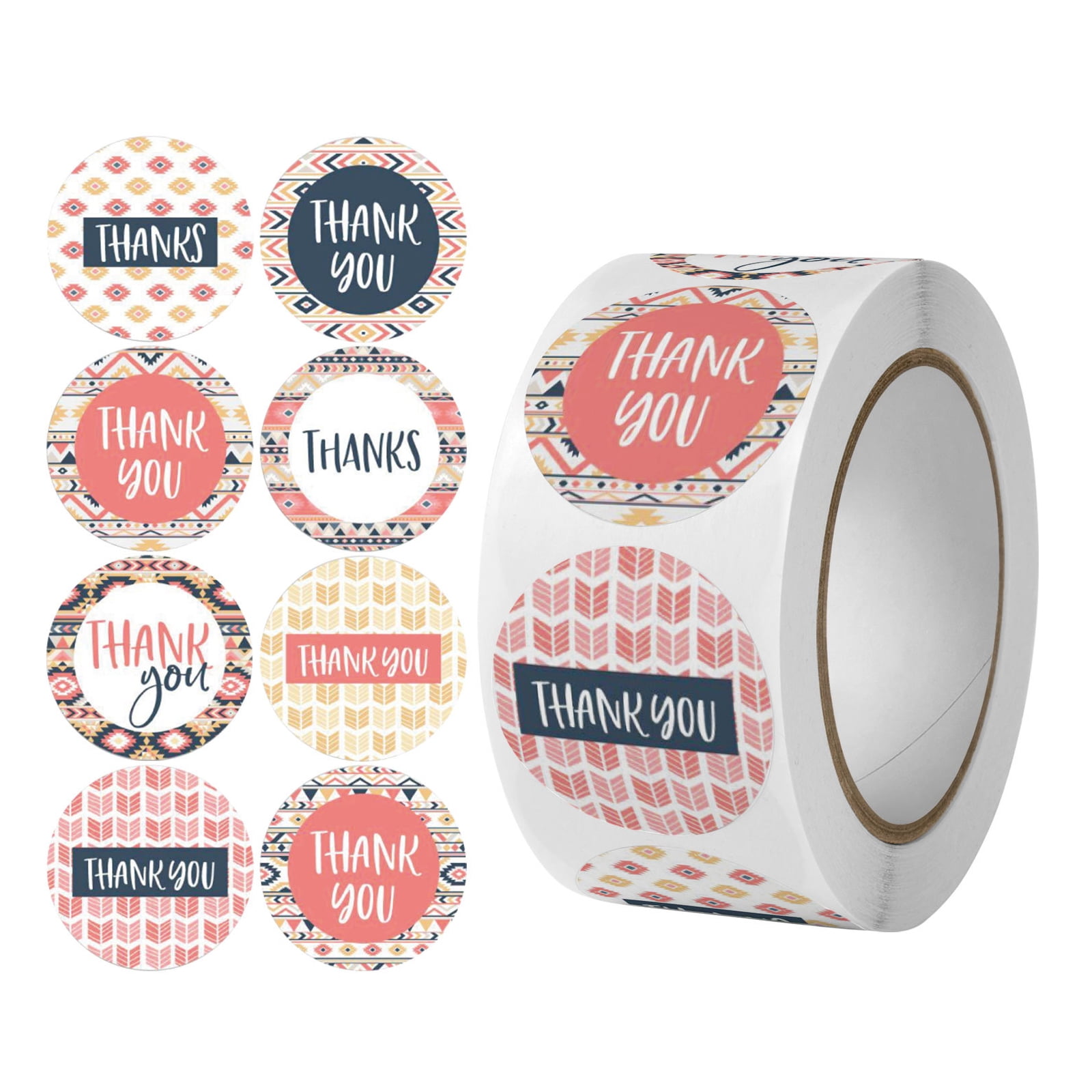 Tmboryuu Cute Thank You Labels Stickers Roll Round Grid Design for ...