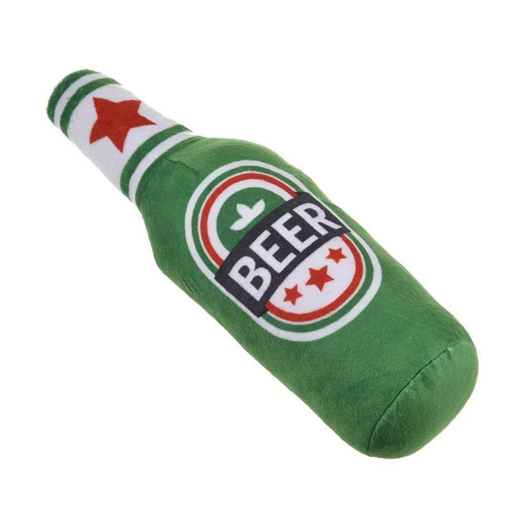 Tmboryuu Dog Tug-of-war Toy Squeak Beer-Bottle Shape for Medium & Small ...