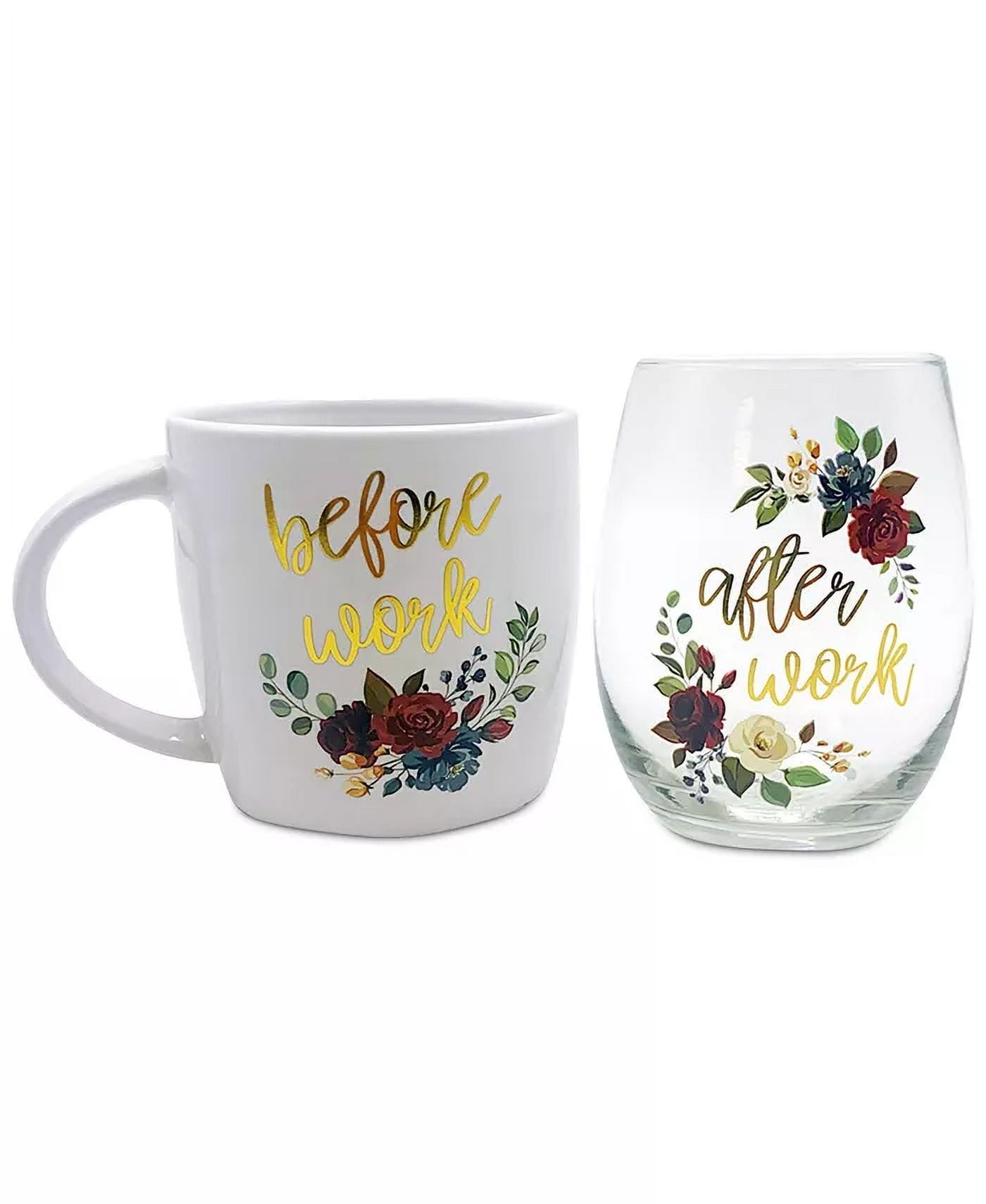 Tmd Holdings Before Work/After Work Mug & Stemless Wine Glass Set, Set ...