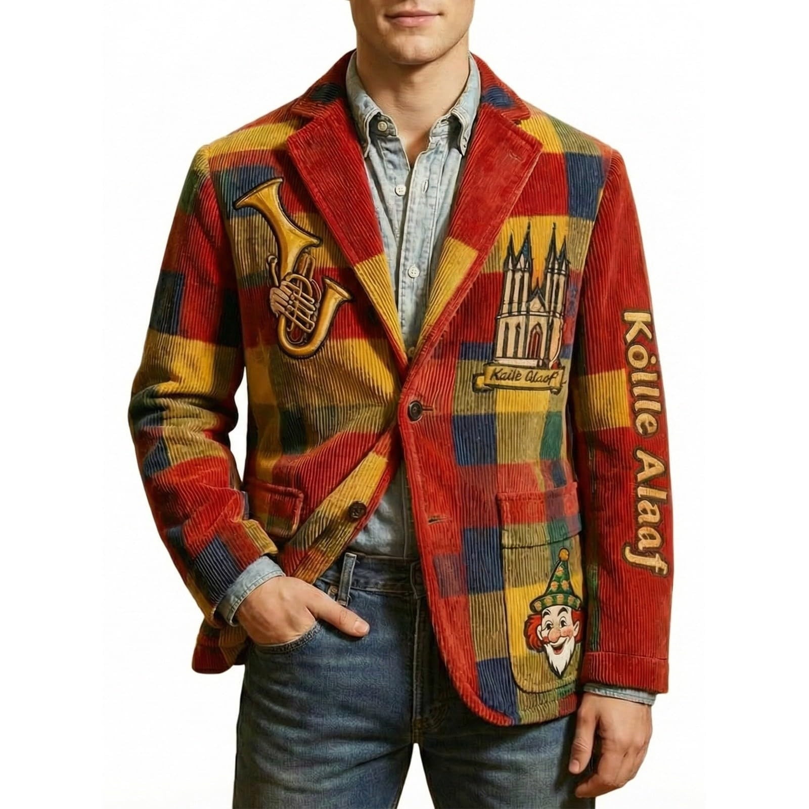 Tmtolofot Corduroy Jackets for Men 2026 Mardi Gras Blazers 2 Button ...