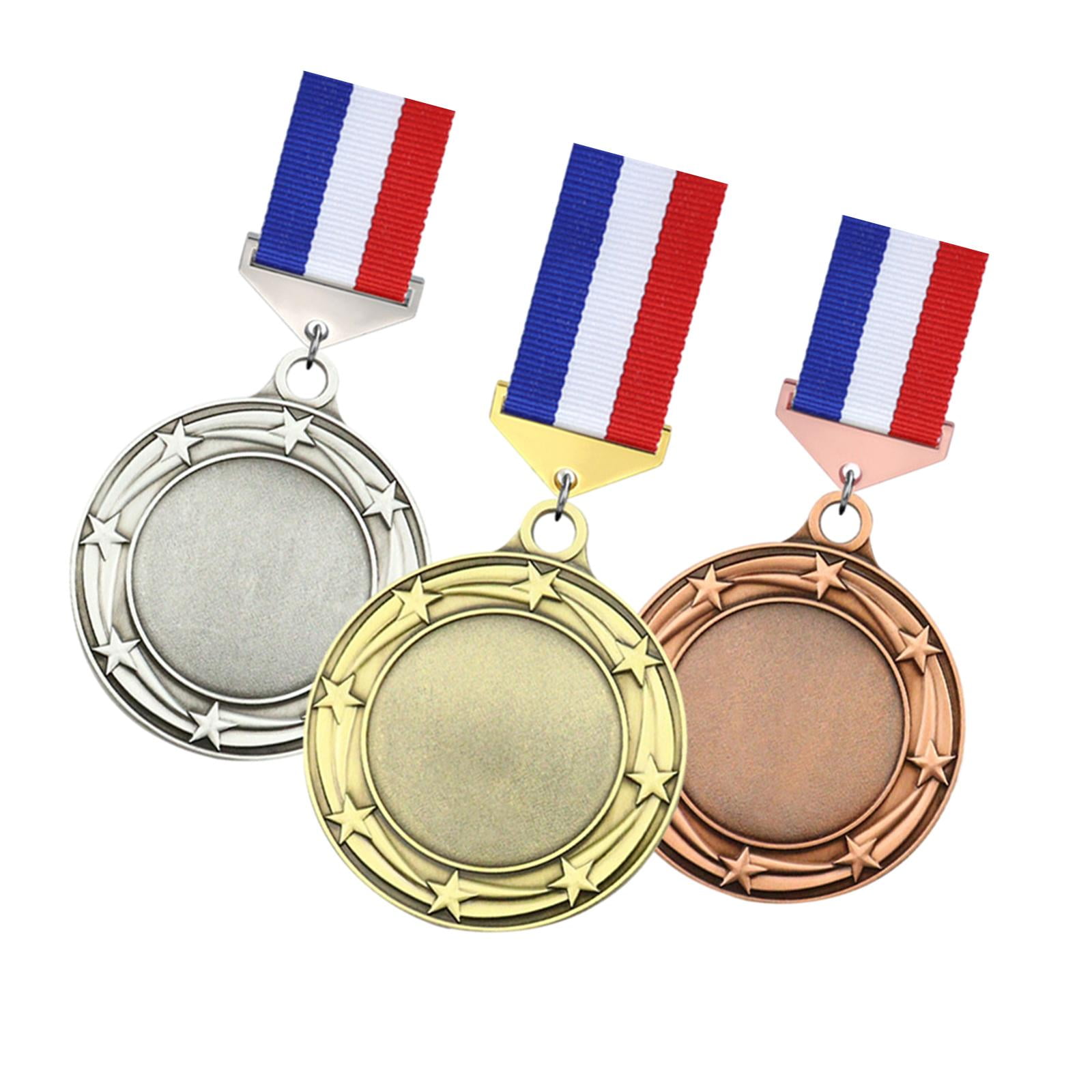 Tnarru 3 Pieces Metal Medals Trophy Medals Zinc Alloy Souvenir Medals ...