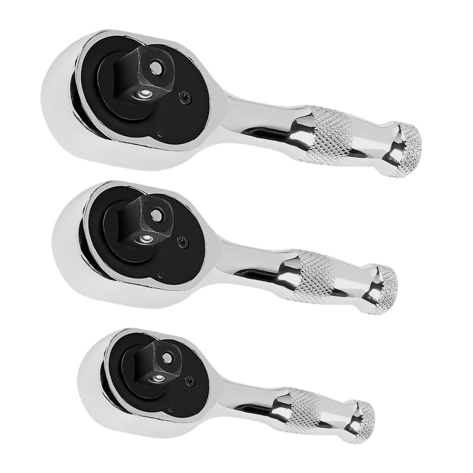 Tnarru 3 Pieces Stubby Drive Ratchet Set Mini Steel Ergonomic Handle ...