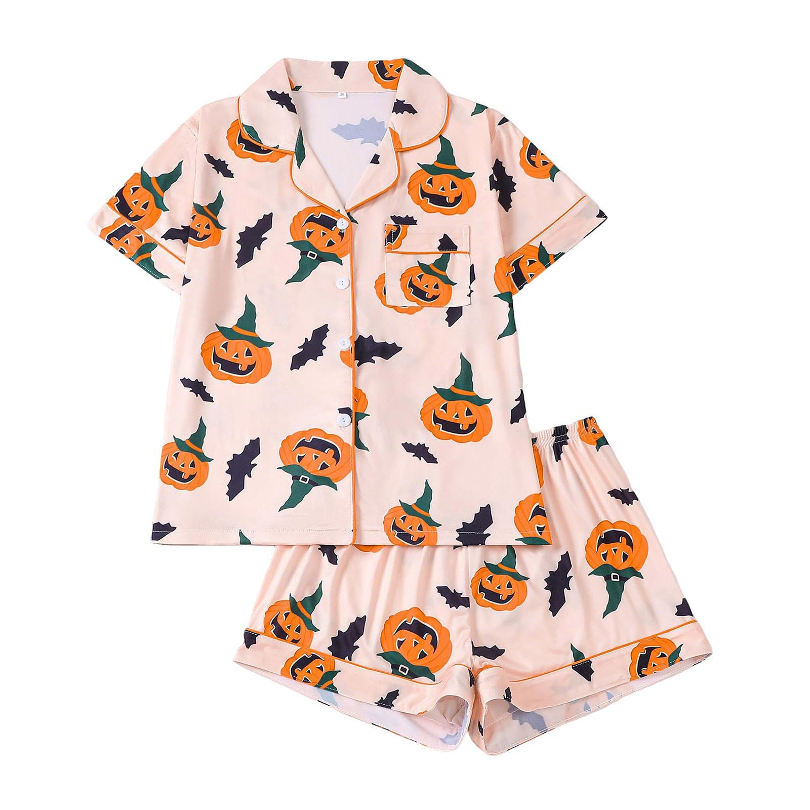 Tnhcen Girls & Women's Cute Flower Print Pajamas Set Silk Satin Button ...