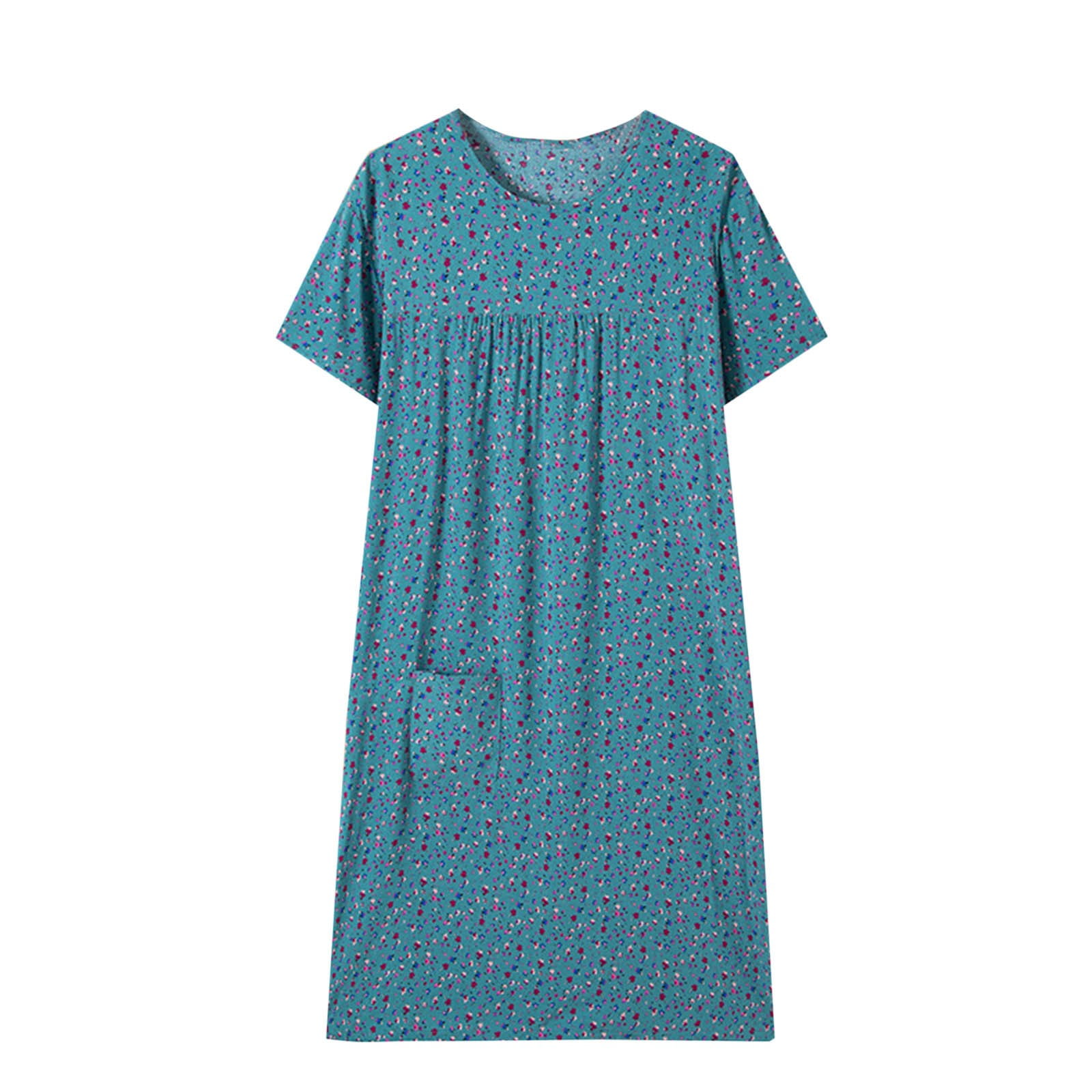 Tnhcen House Dresses for Women's Cotton Print Short Sleeve House Coat ...