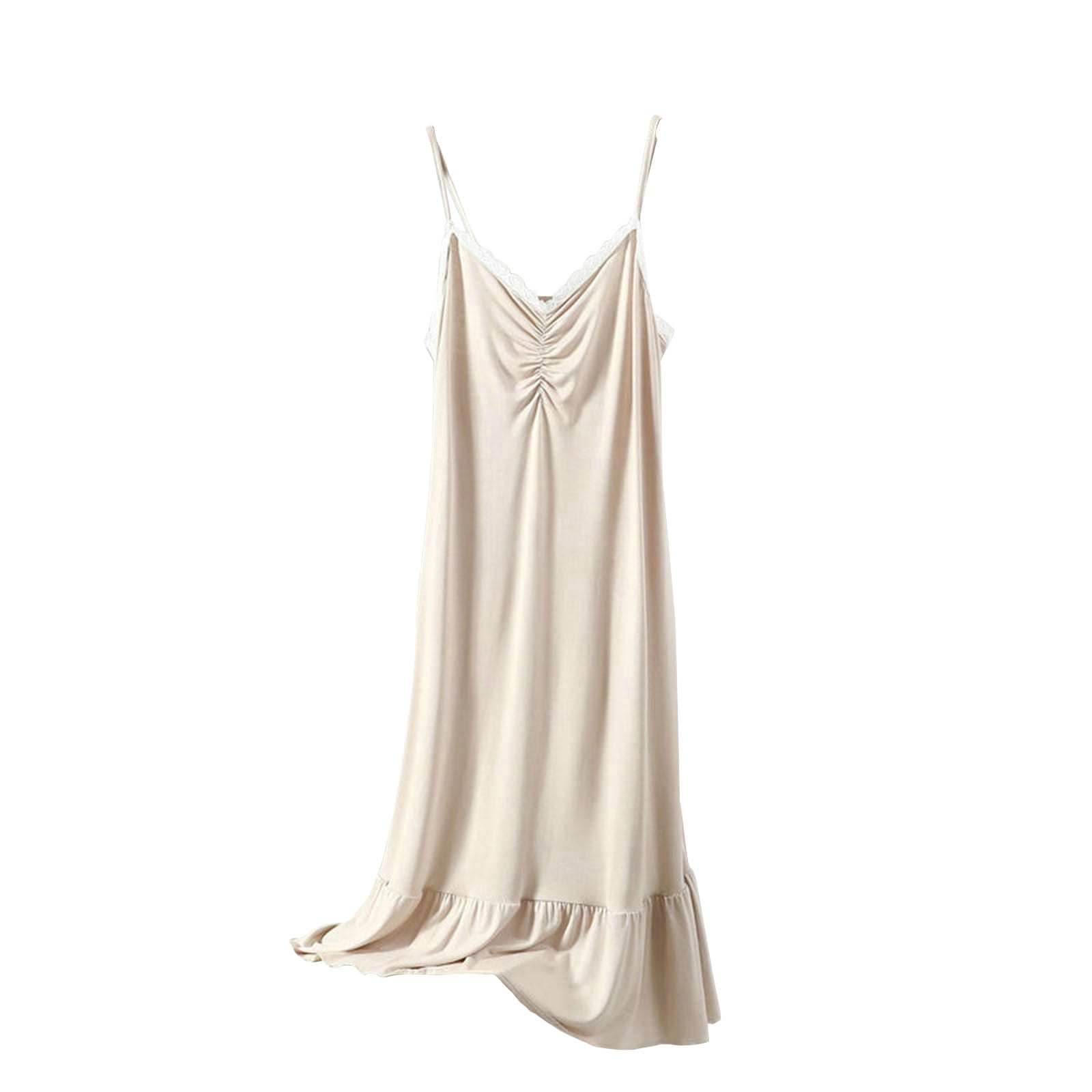 Tnhcen Plus Size Women's Lace V-Neck Long Sleepwear Dress | Plus Size ...