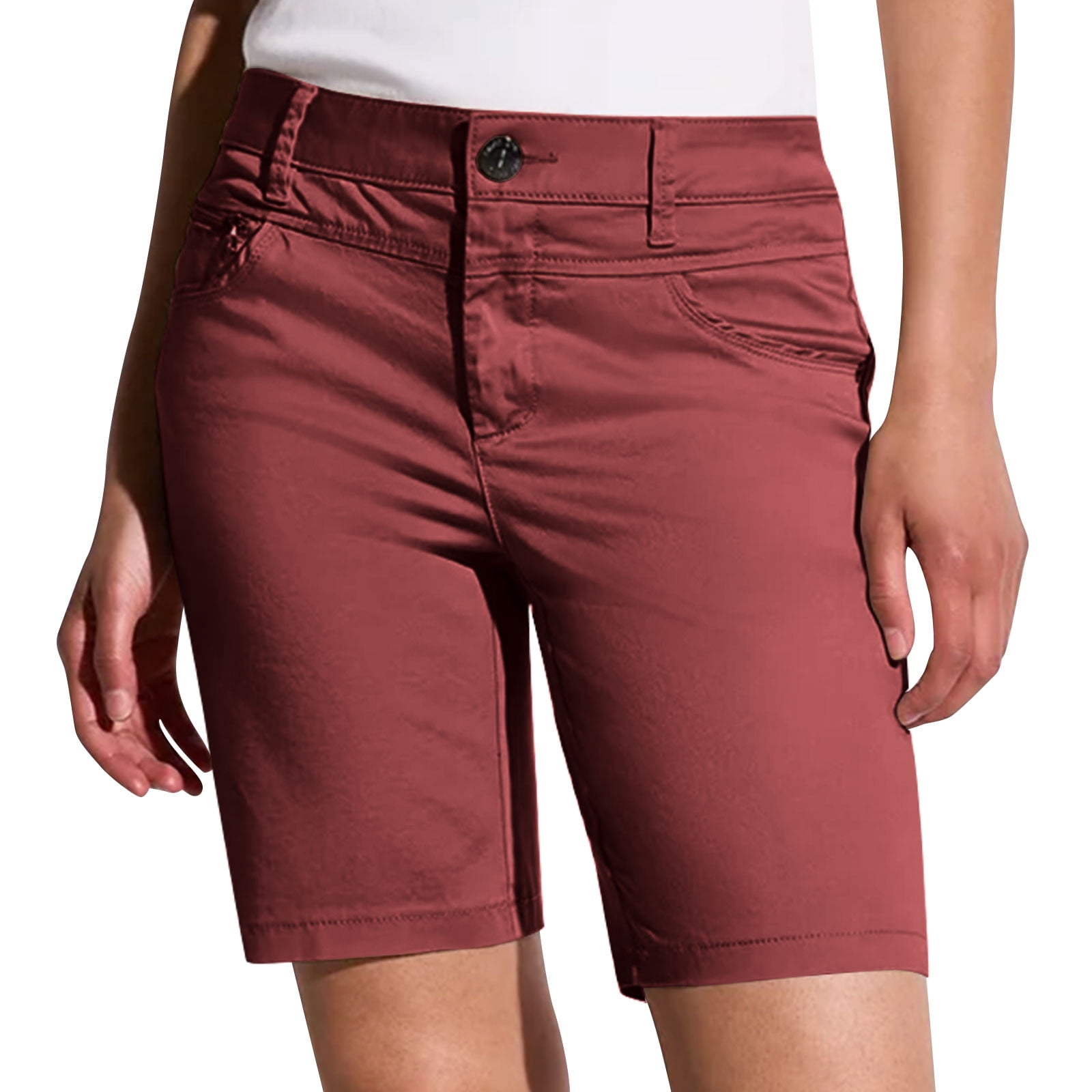 Tnhcen Women's Casual Loose Fit Bermuda Shorts · Twill Solid Color ...