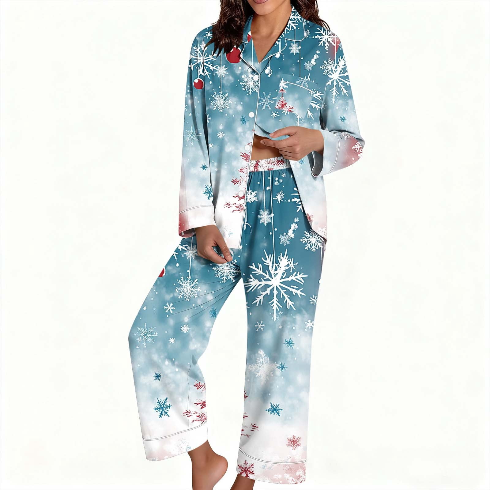 Tnhcen Women's Christmas Pajama Set 2-Piece Holiday Family Matching ...