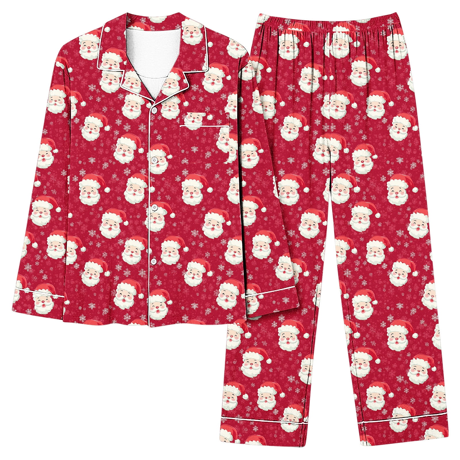 Tnhcen Women's Christmas Pajama Set Pink Bow Print Pajamas Long Sleeve ...