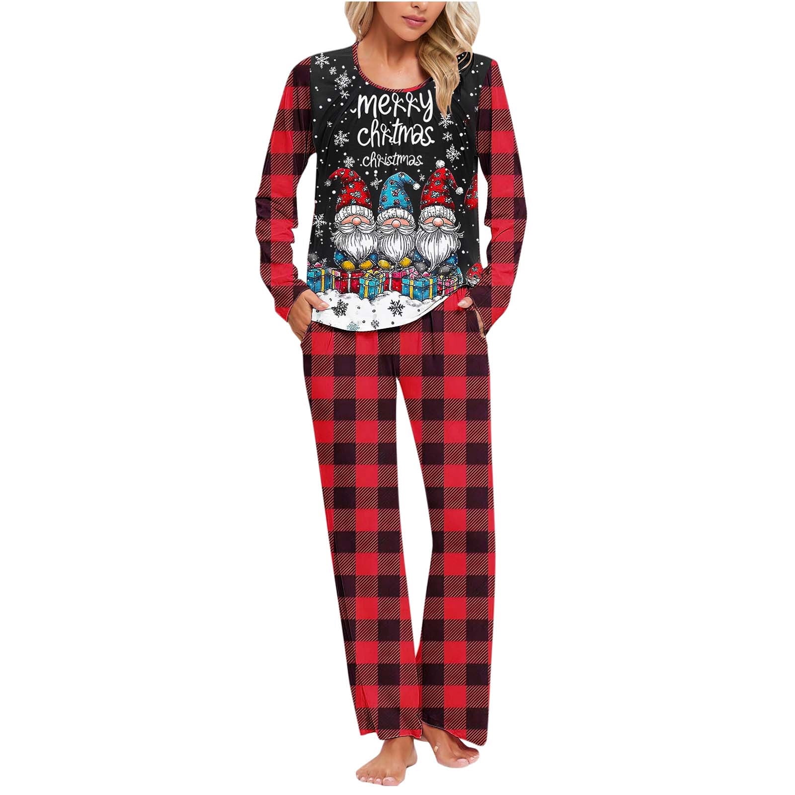 Tnhcen Women's Christmas Pajamas Set Holiday Sleepwear Soft Cozy Long ...