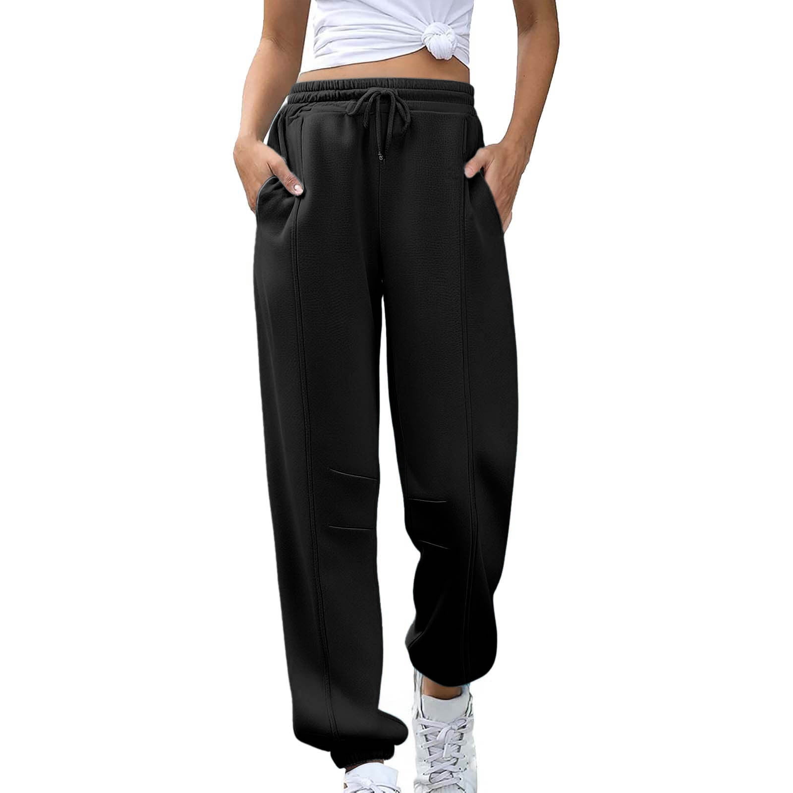 Tnhcen Women's Cuffed Ankle Sweatpants with Pockets Elastic Waist ...