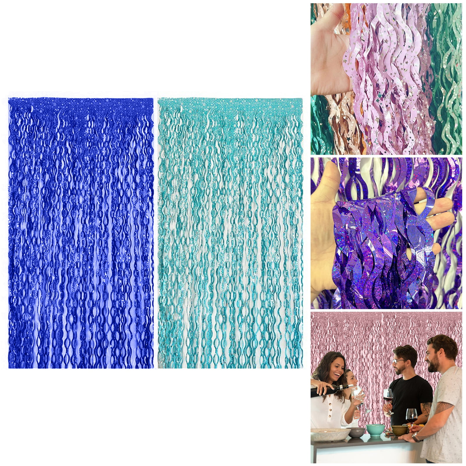 Tnobhg 1/5 Packs 1x2m Fringe Rain Curtain Streamers Backdrop Tinsel ...