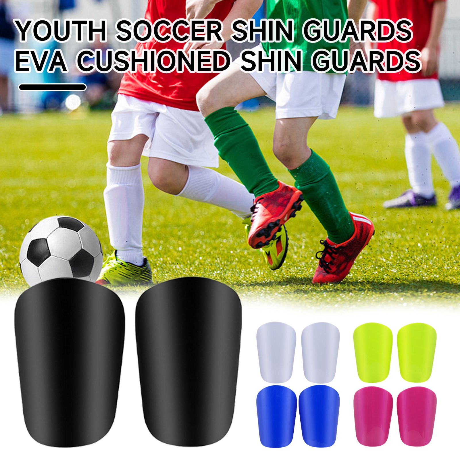 Tnobhg 1 Pair Mini Soccer Shin Guards Anti-Slip Kids Teens Adults ...