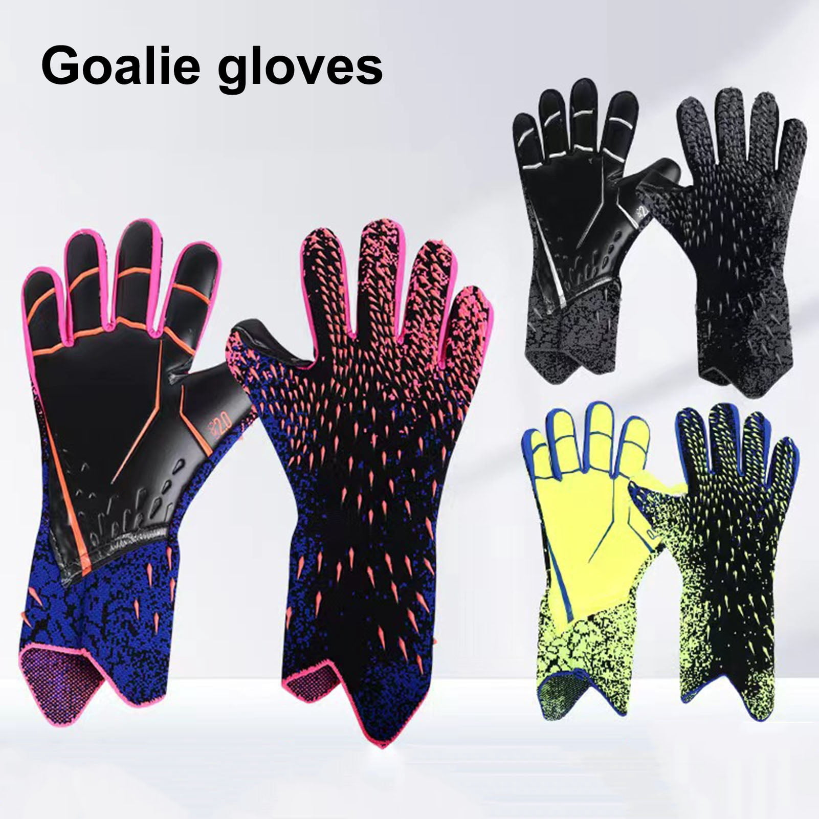 Tnobhg 1 Pair Soccer Goalie Gloves Wear-resistant Impact Resistant Non ...