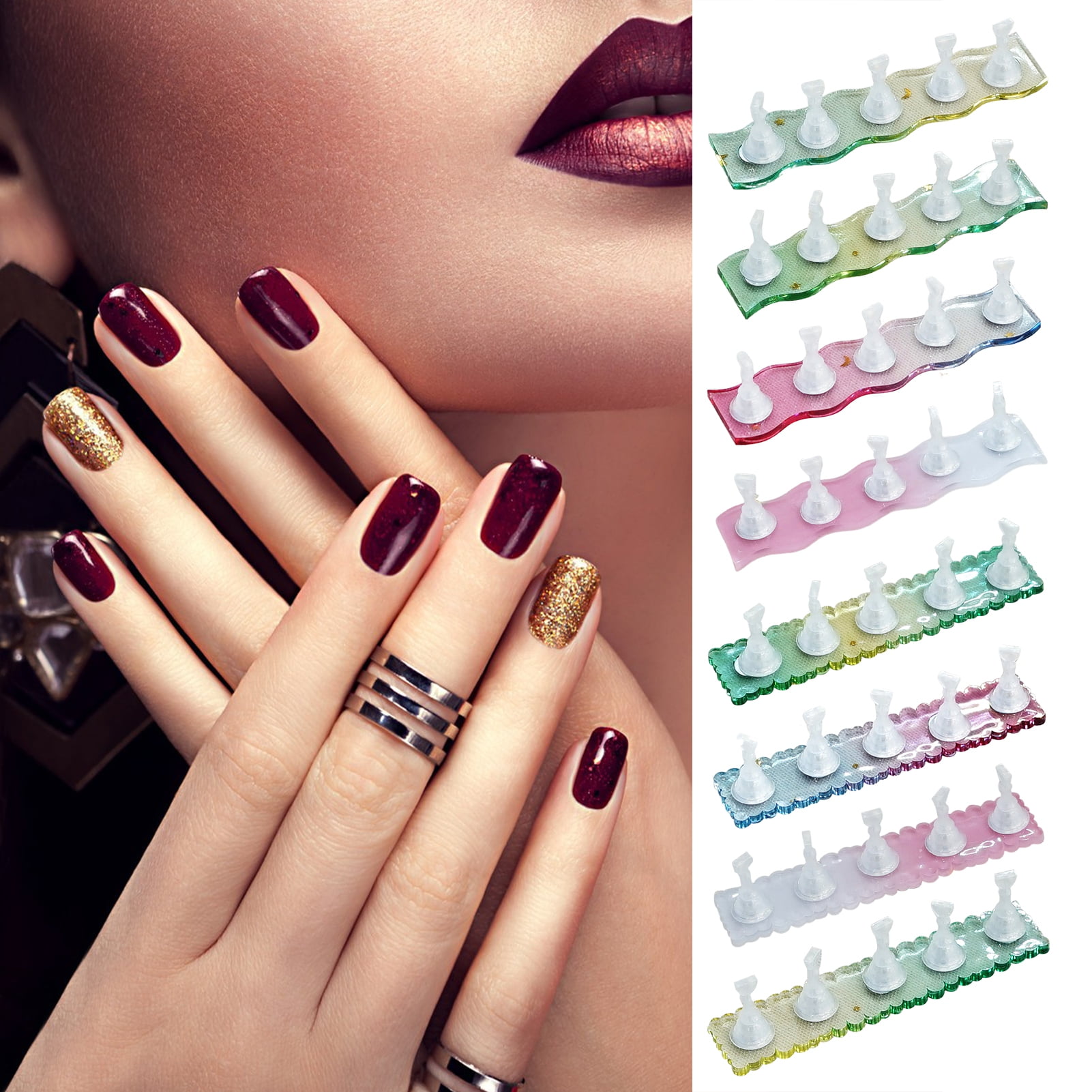 Tnobhg 1 Set Magnetic Nail Holder with Gradient Color Base Professional ...