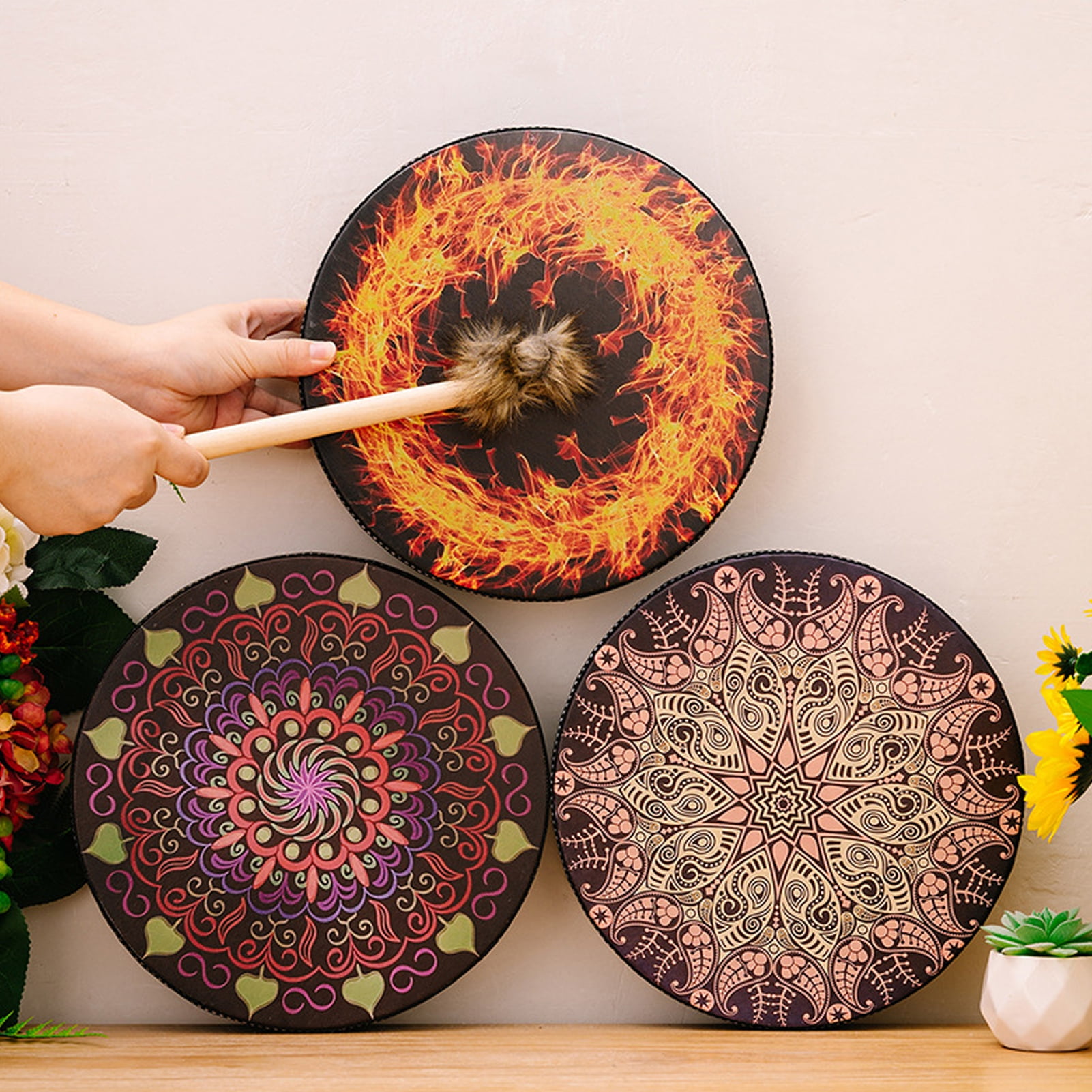 Tnobhg 1 Set Shaman Drum with Drumstick Holiday Decoration Ethnic Style ...