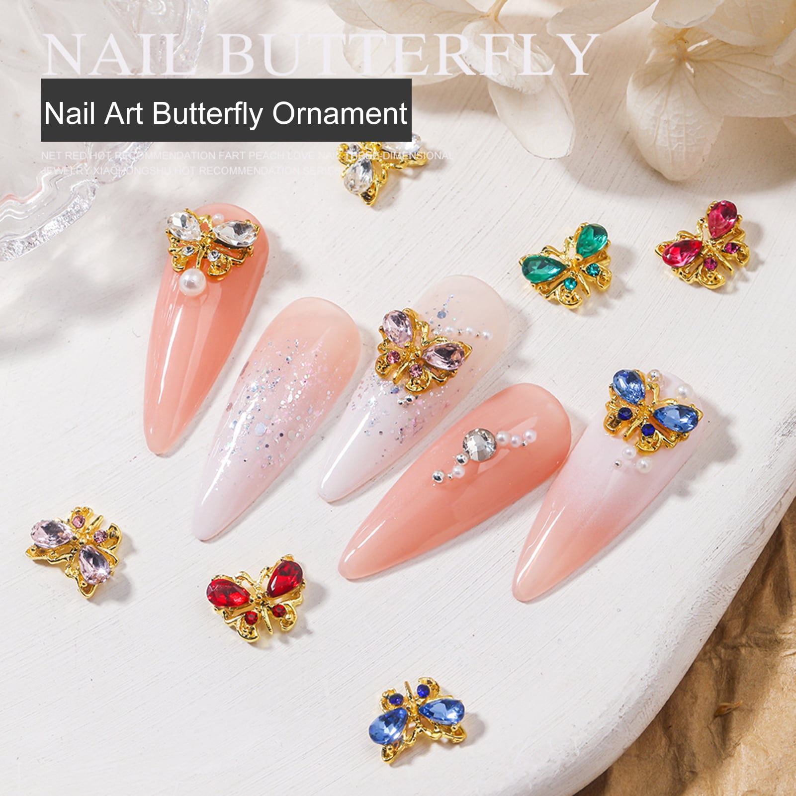 Tnobhg 10Pcs/Set Nail Art Charm 3D Golden Alloy Luxury Cute DIY Metal ...