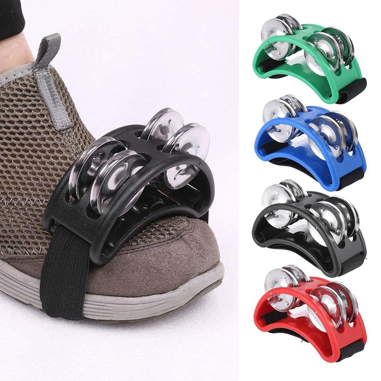 Tnobhg 2 Pcs Foot Tambourines Musical Instrument Foot Percussion Steel Jingle Bells Drum ...