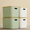 Tnobhg 2 Pcs Organizing Boxes, Hard Large Capacity with Bamboo Lid ...