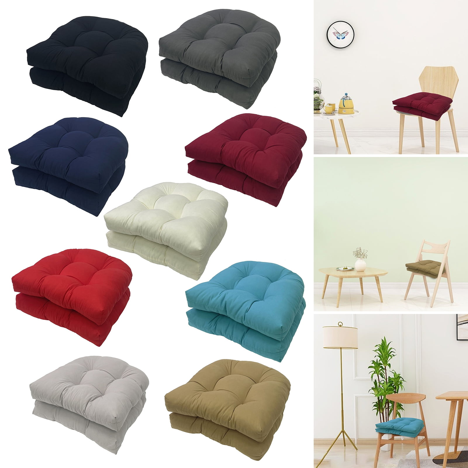 Tnobhg 2 Pcs Outdoor Chair Cushions Waterproof U-Shaped Overstuffed ...