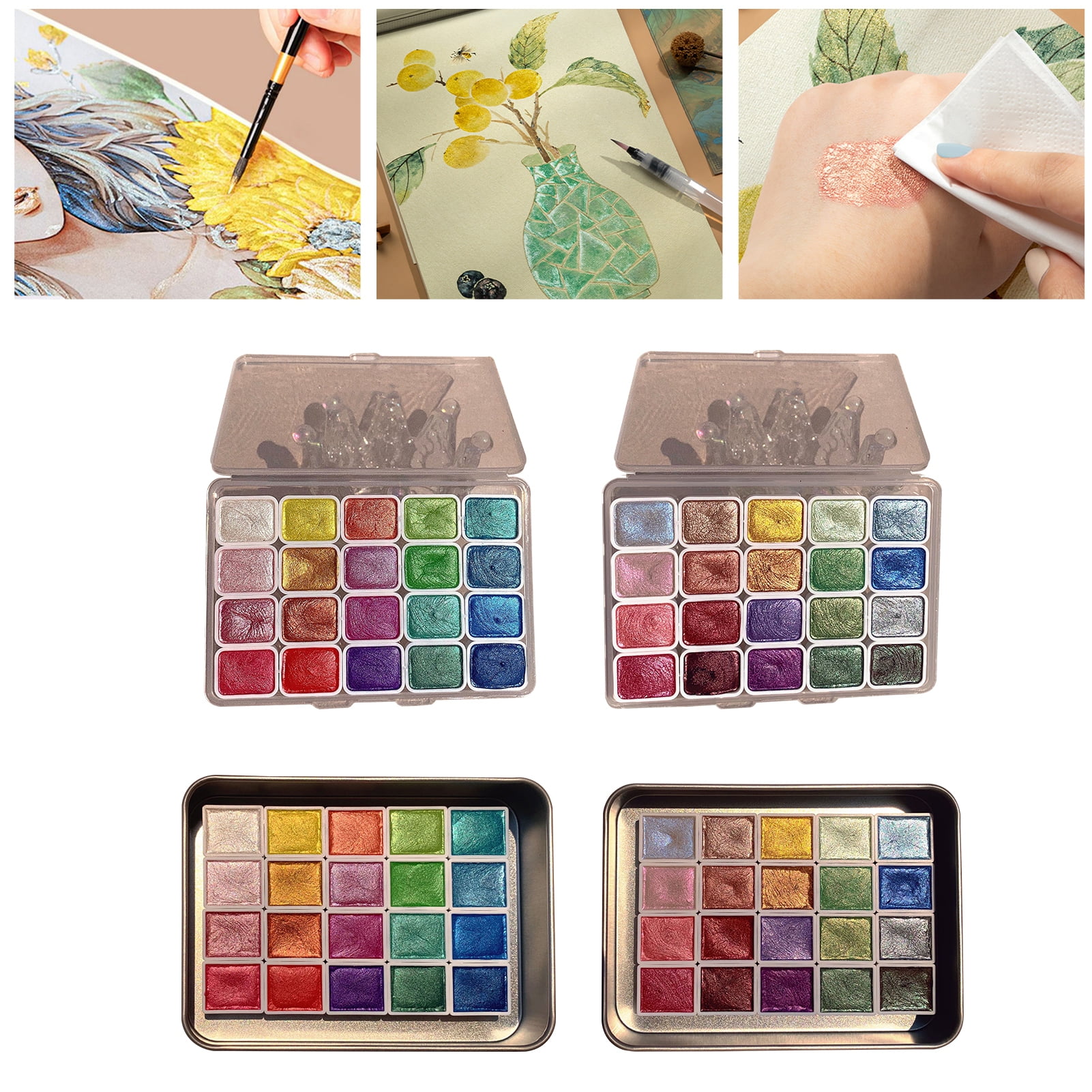 Tnobhg 20 Colors Sparkling Watercolor Paint Set with High Transparency ...