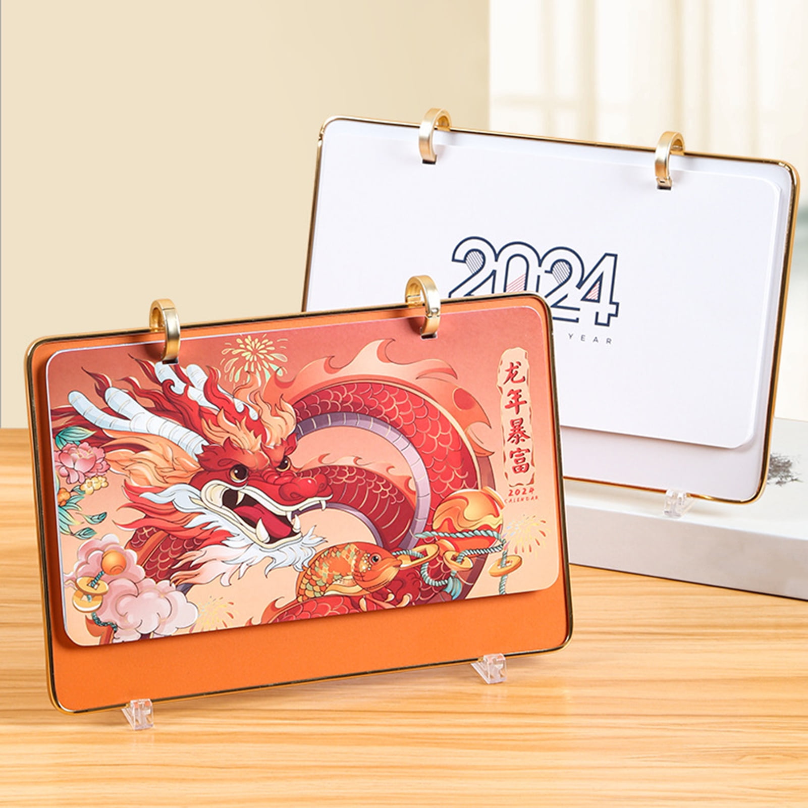 Tnobhg 2024 Year of The Dragon Desktop Calendar with Triangular Support ...