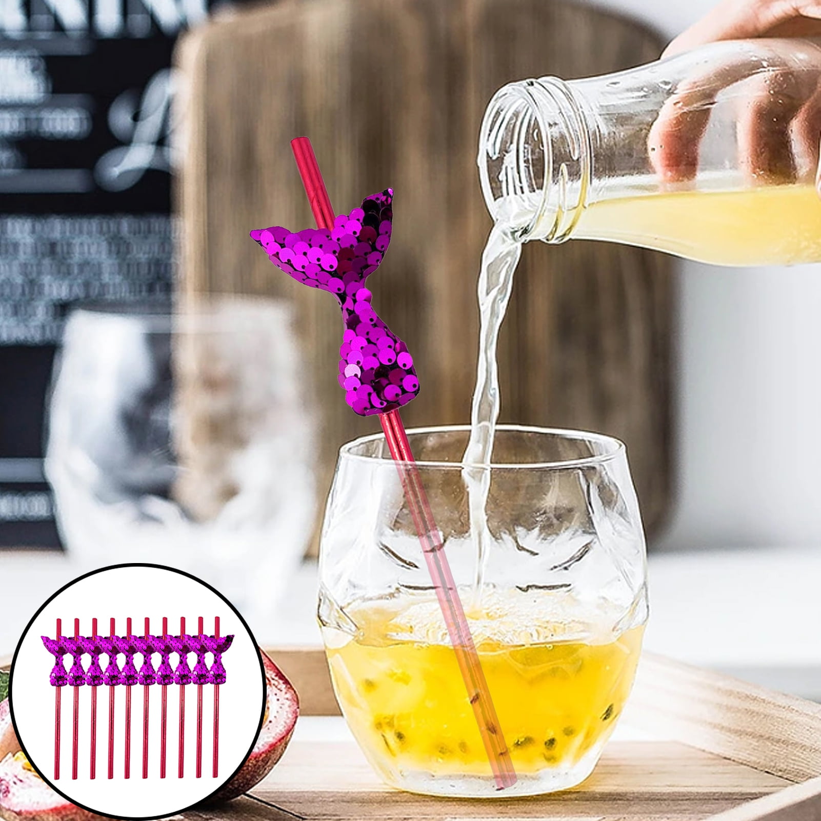 Tnobhg 20Pcs Mermaid Tailing Straws Party Paper Eco-Friendly Safe ...