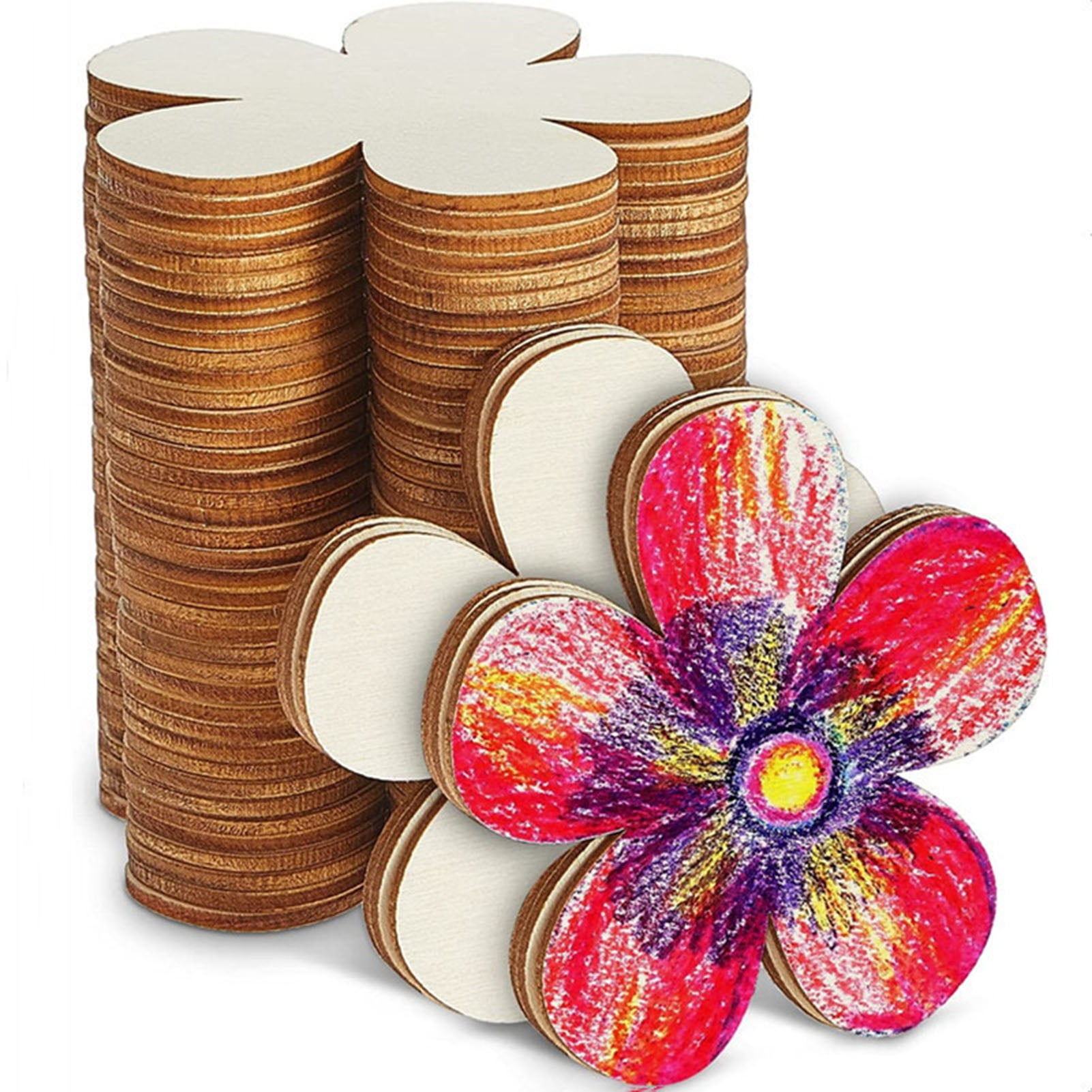Tnobhg 20Pcs Wooden Flower Decoration DIY Projects Graffiti Crafts ...