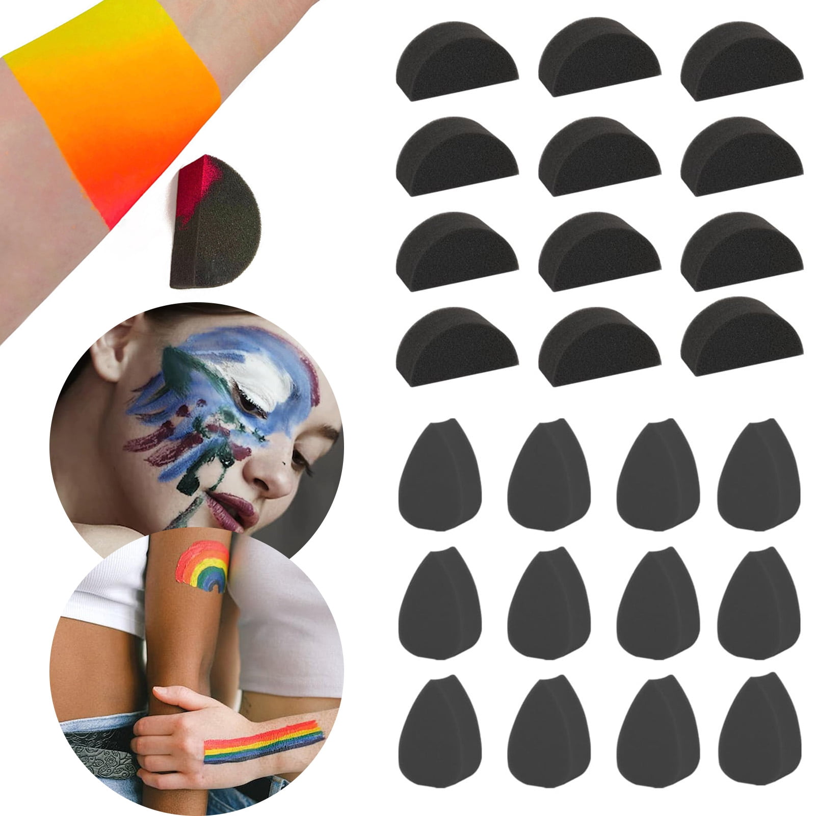 Tnobhg 24Pcs Face Paint Sponges High-Density Easy to Use Semicircular ...