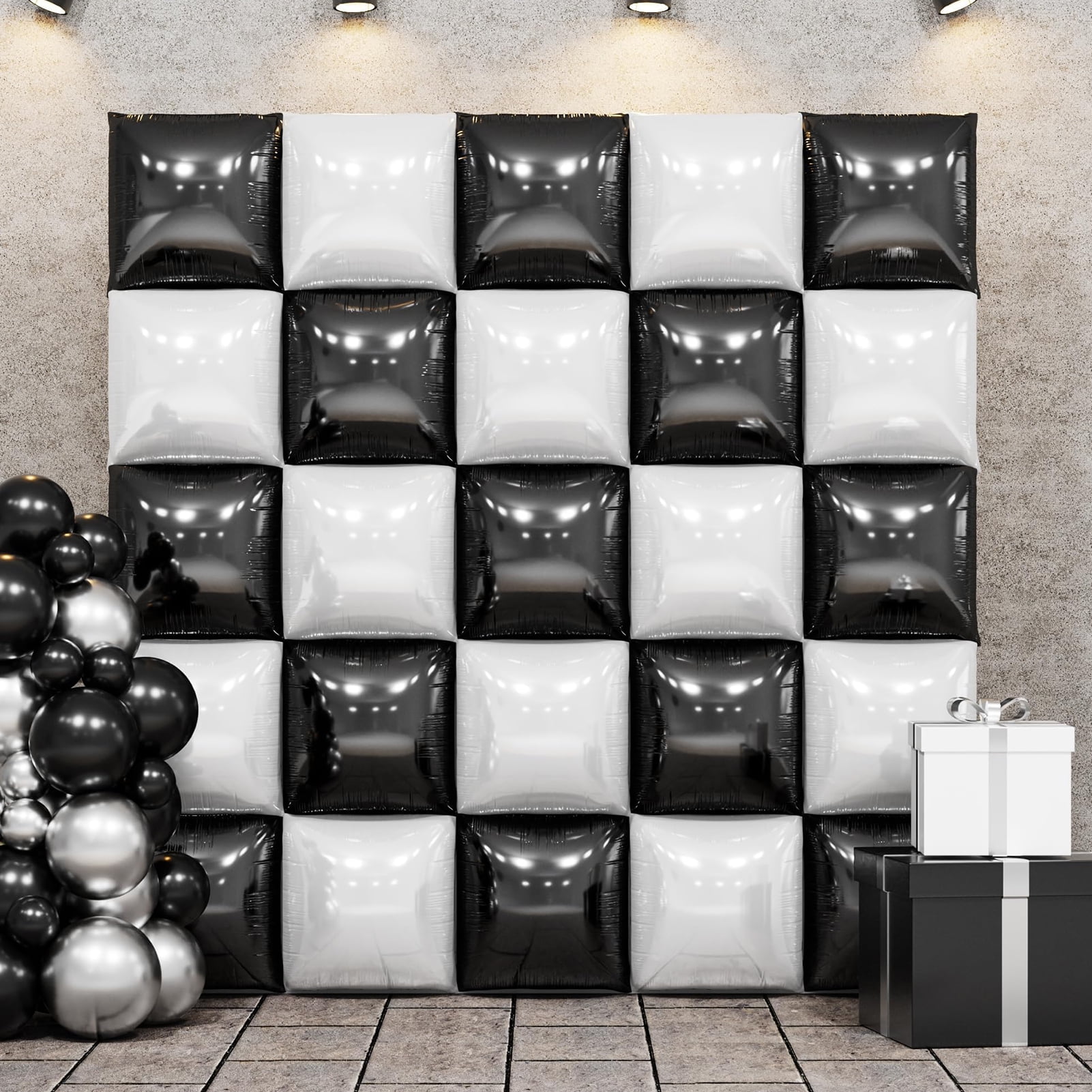 Tnobhg 25Pcs Square Foil Metallic Balloons Double Sided Balloon Wall ...