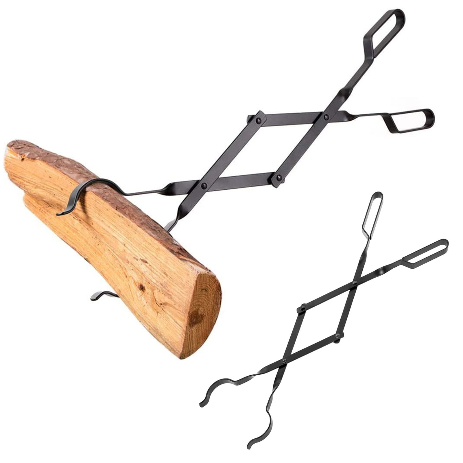 Tnobhg 26 Inch Fireplace Tongs Heavy Duty Iron Log Grabber Log Tweezers ...