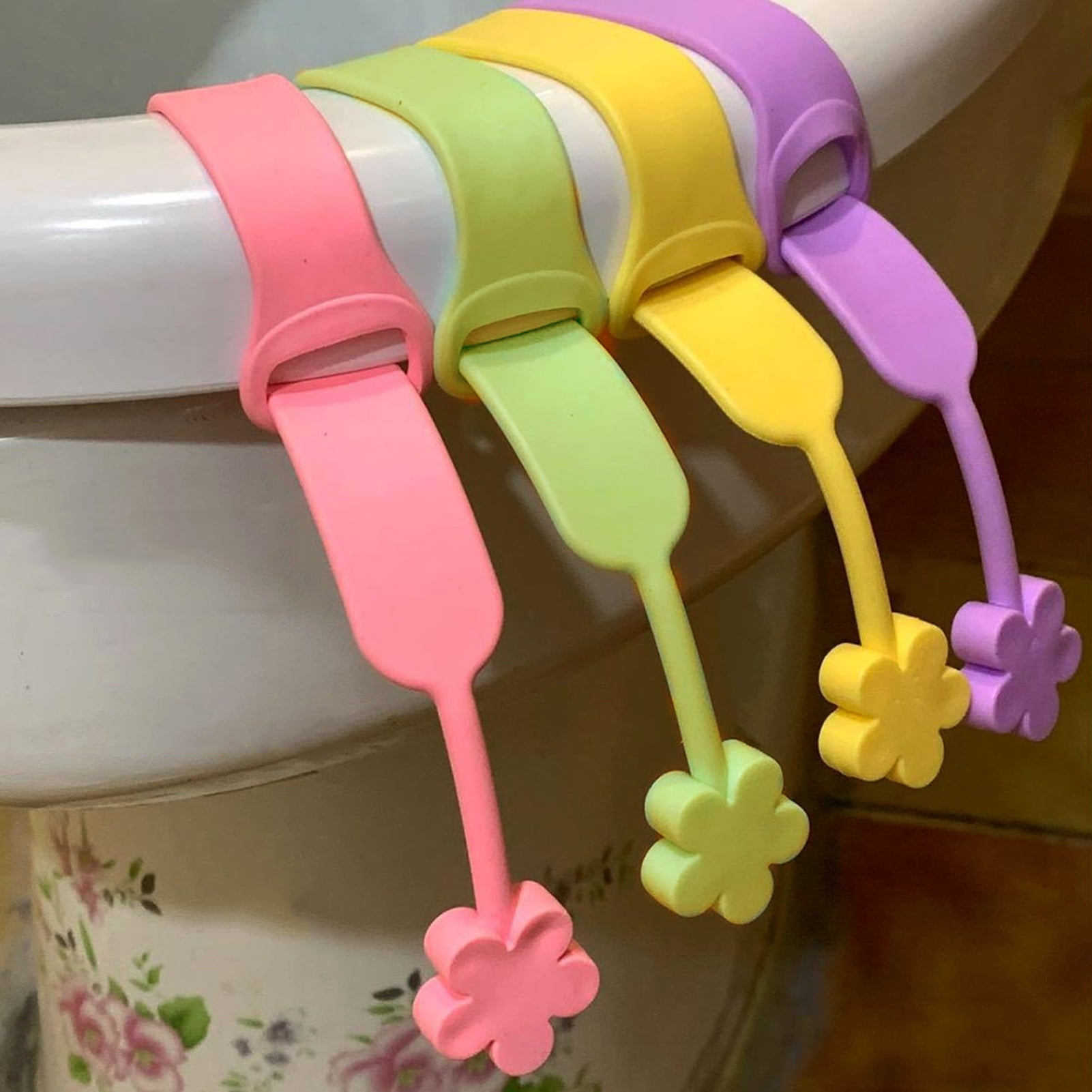 Tnobhg 2Pcs Silicone Toilet Lid Lifter Flower Design Multi-Level ...
