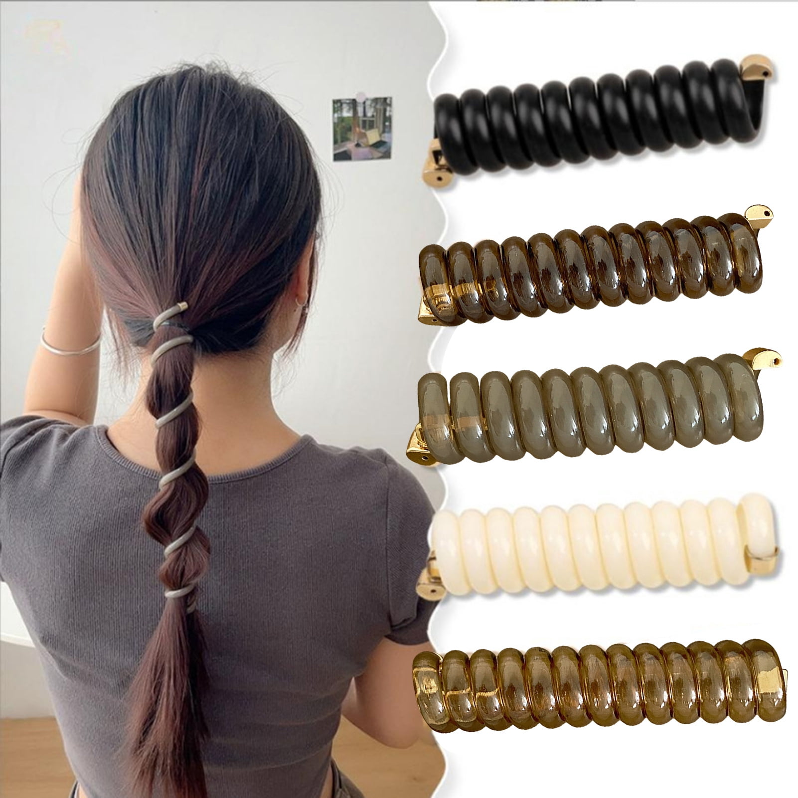 Tnobhg 3Pcs Colorful Telephone Wire Braided Hair Bands Simple Style ...
