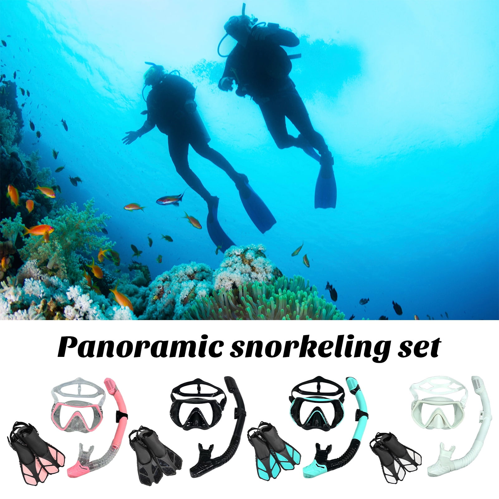 Tnobhg 3Pcs/Set Snorkeling Gear Set Men Women Anti-Fog Panoramic View ...