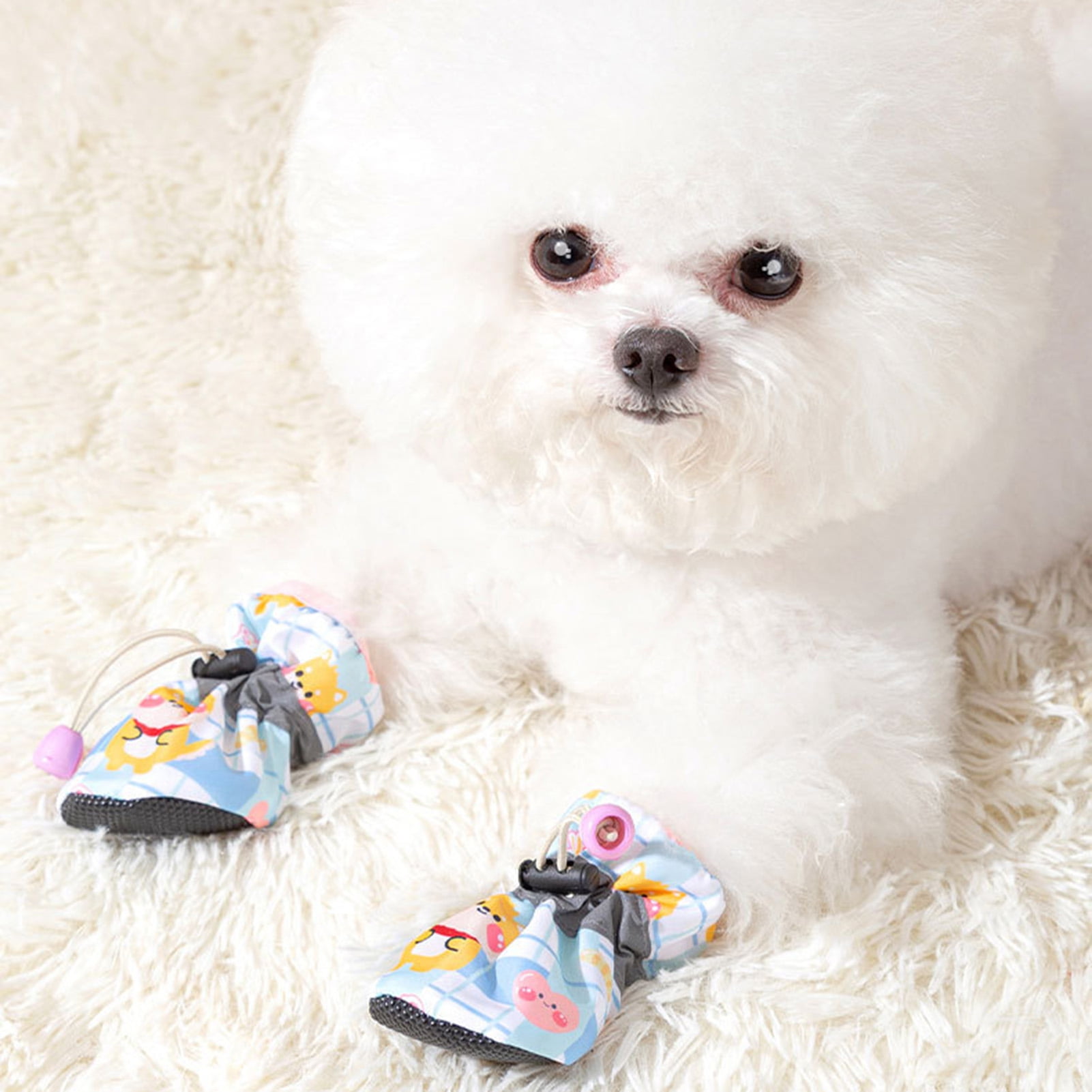 Tnobhg 4Pcs Pet Shoes Anti-Slip Protect Paws Soft Lining Windproof ...