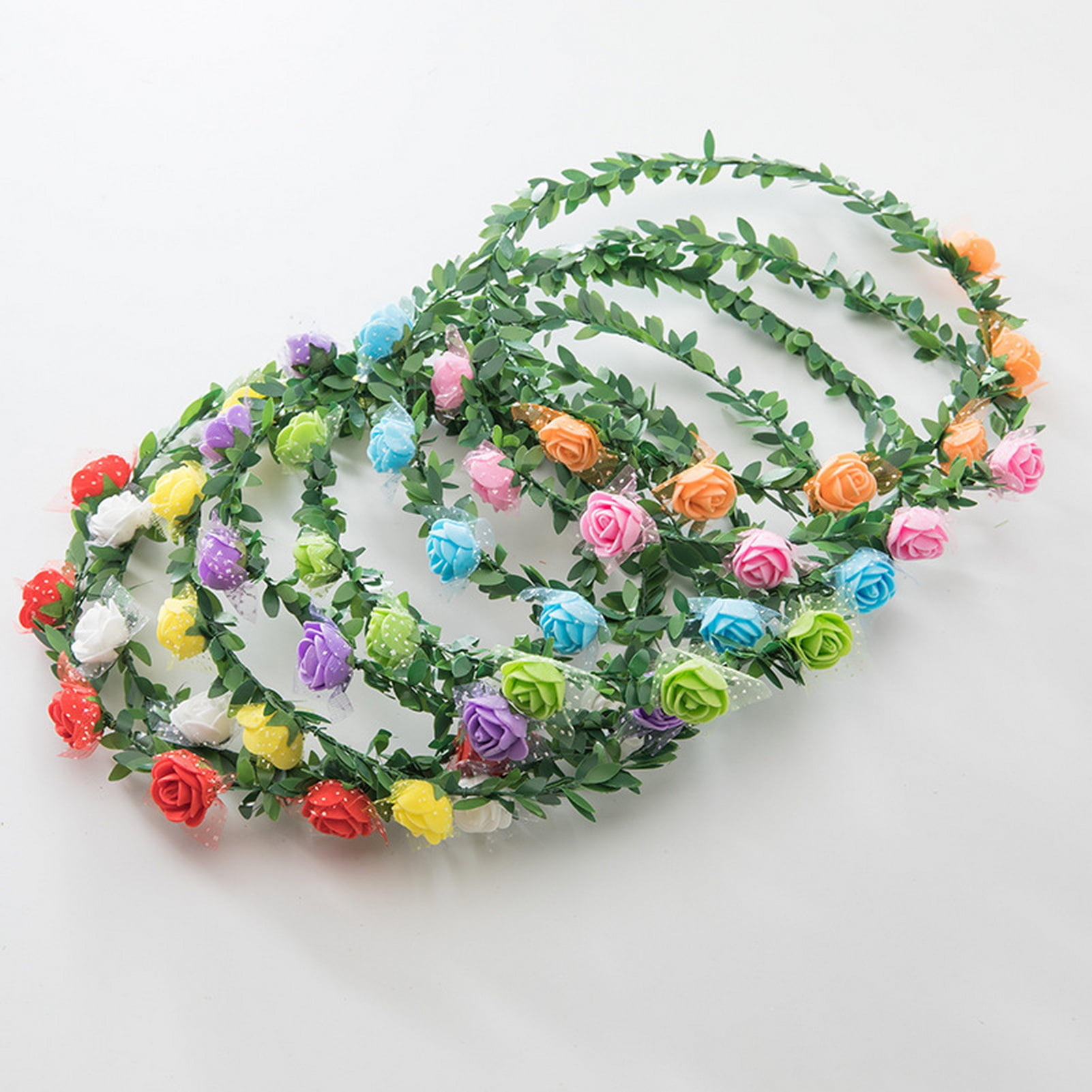 Tnobhg 4Pcs Rose Flower Crown Bride Floral Hair Wreath Headband Garland ...