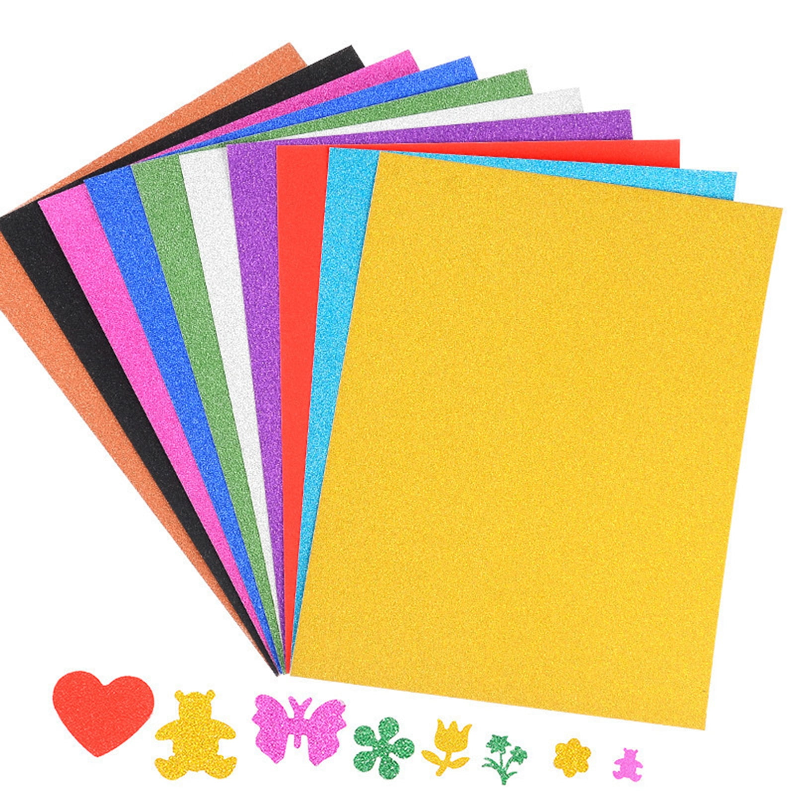 Tnobhg 50Pcs A4 Glitter Paper Handmade Embossed Paper Premium Colorful ...